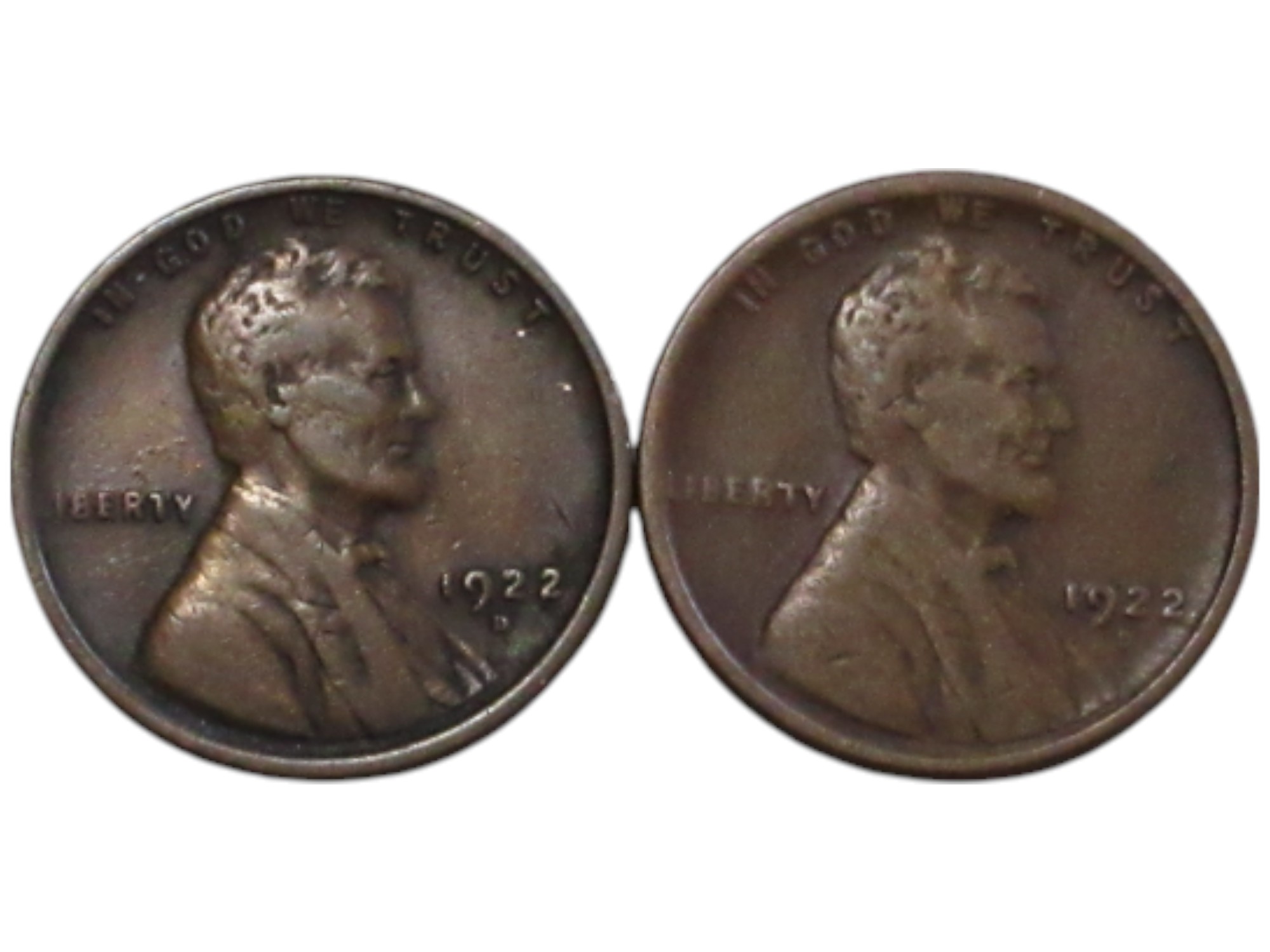 1922 Lincoln Wheat cent Pair – Denver Mint Variety #7575 | Auctionninja.com
