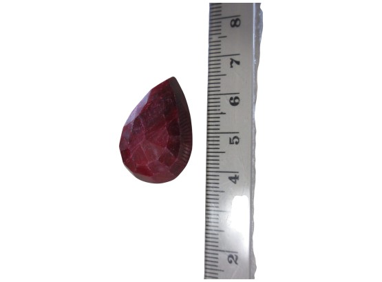 61.0 Carat Pear-Shaped Faceted Red Gemstone #14618 | Auctionninja.com