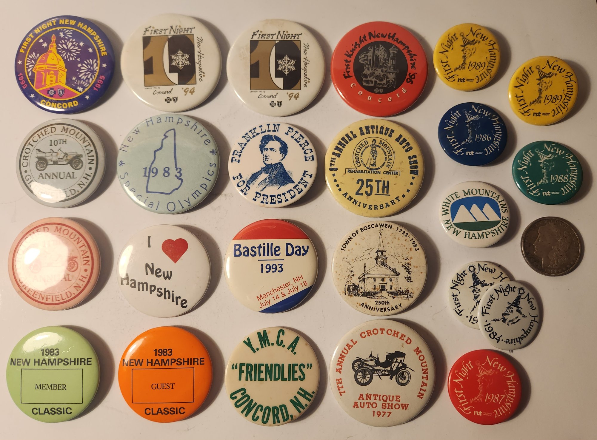 Twenty Four New Hampshire Souvenir Pin Back Buttons #13079 ...