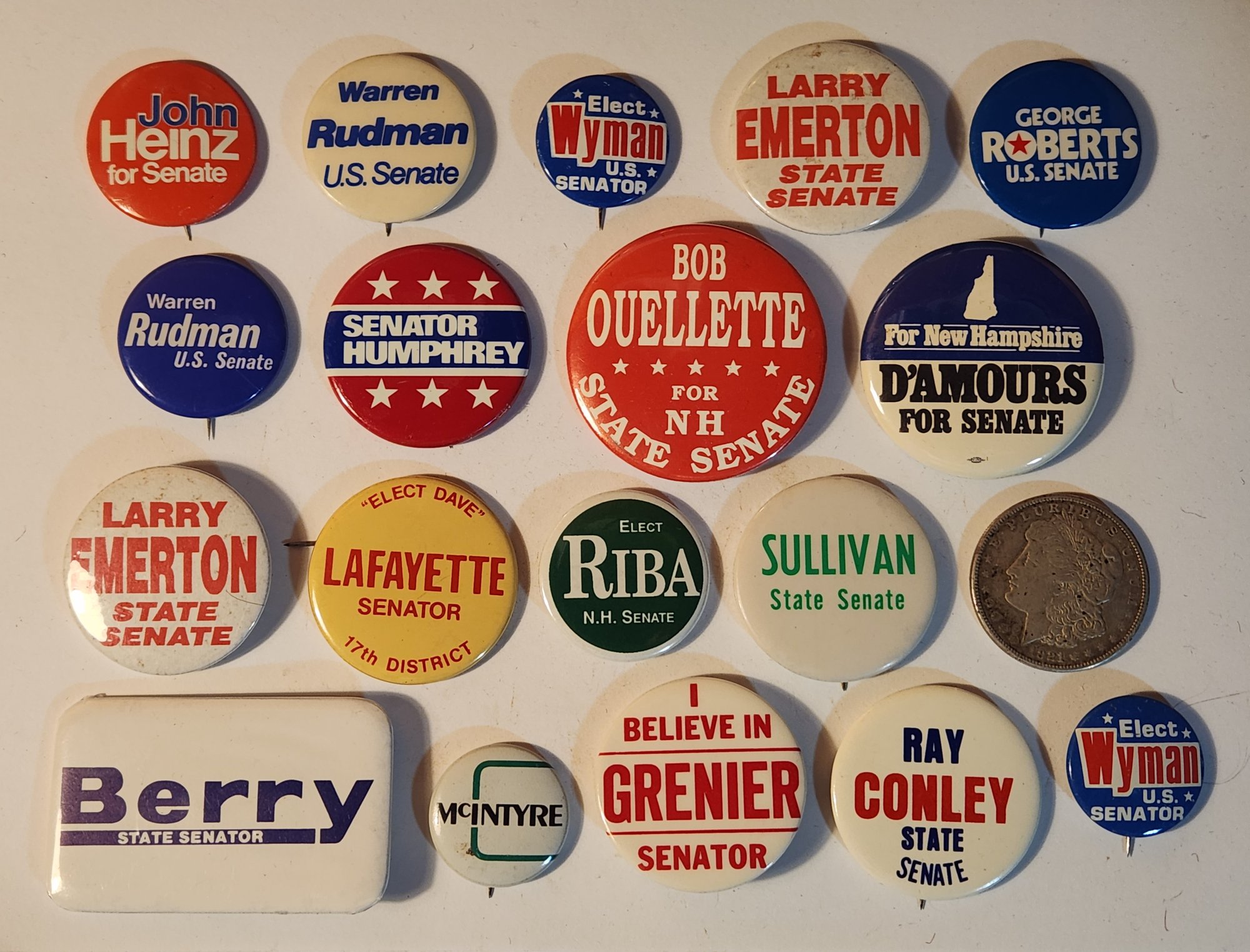 18 U S And New Hampshire State Senate Campaign Buttons #13194 ...