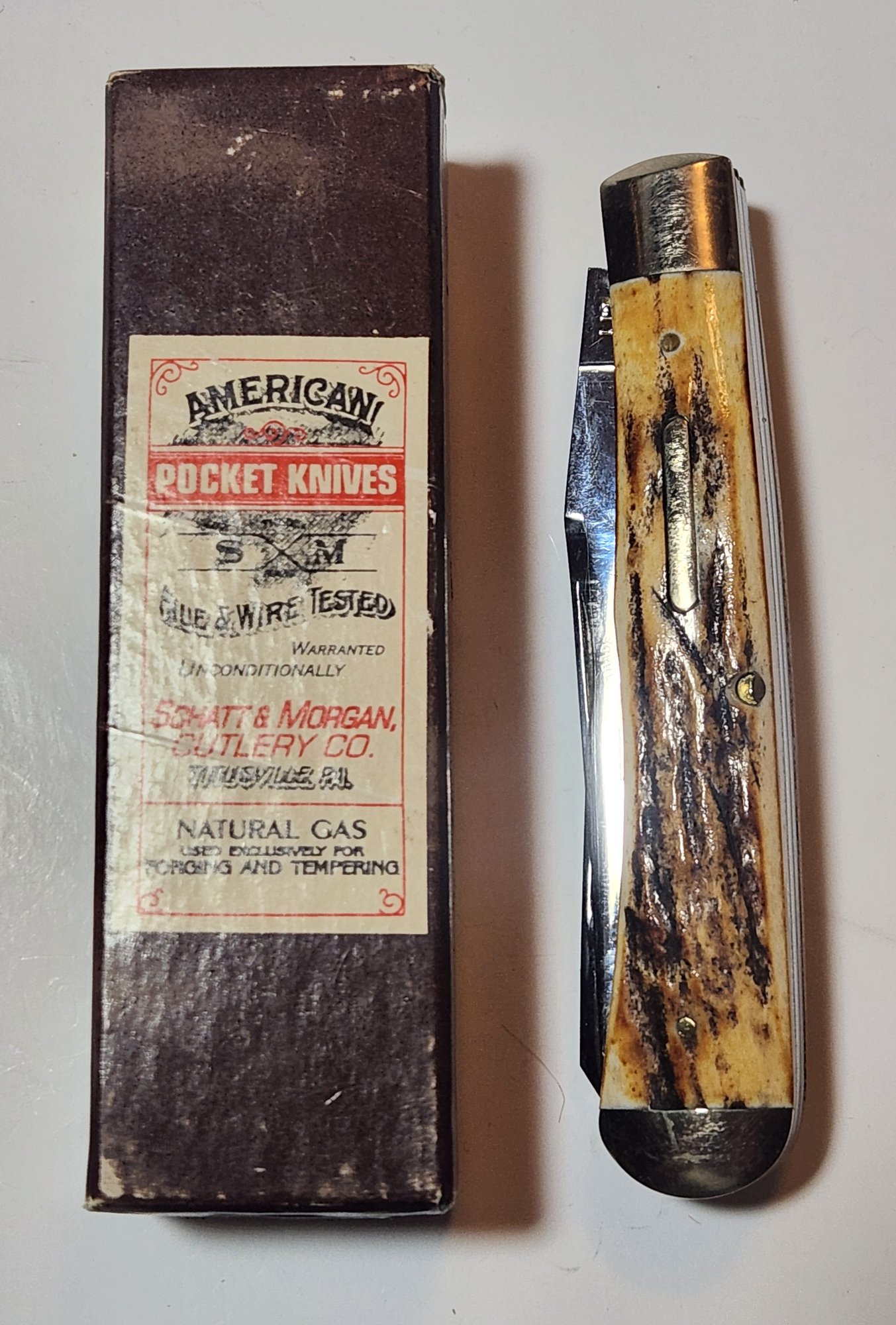 Schatt And Morgan Cutlery Americn Pocket Knives #19 Stag Handled Pocket ...