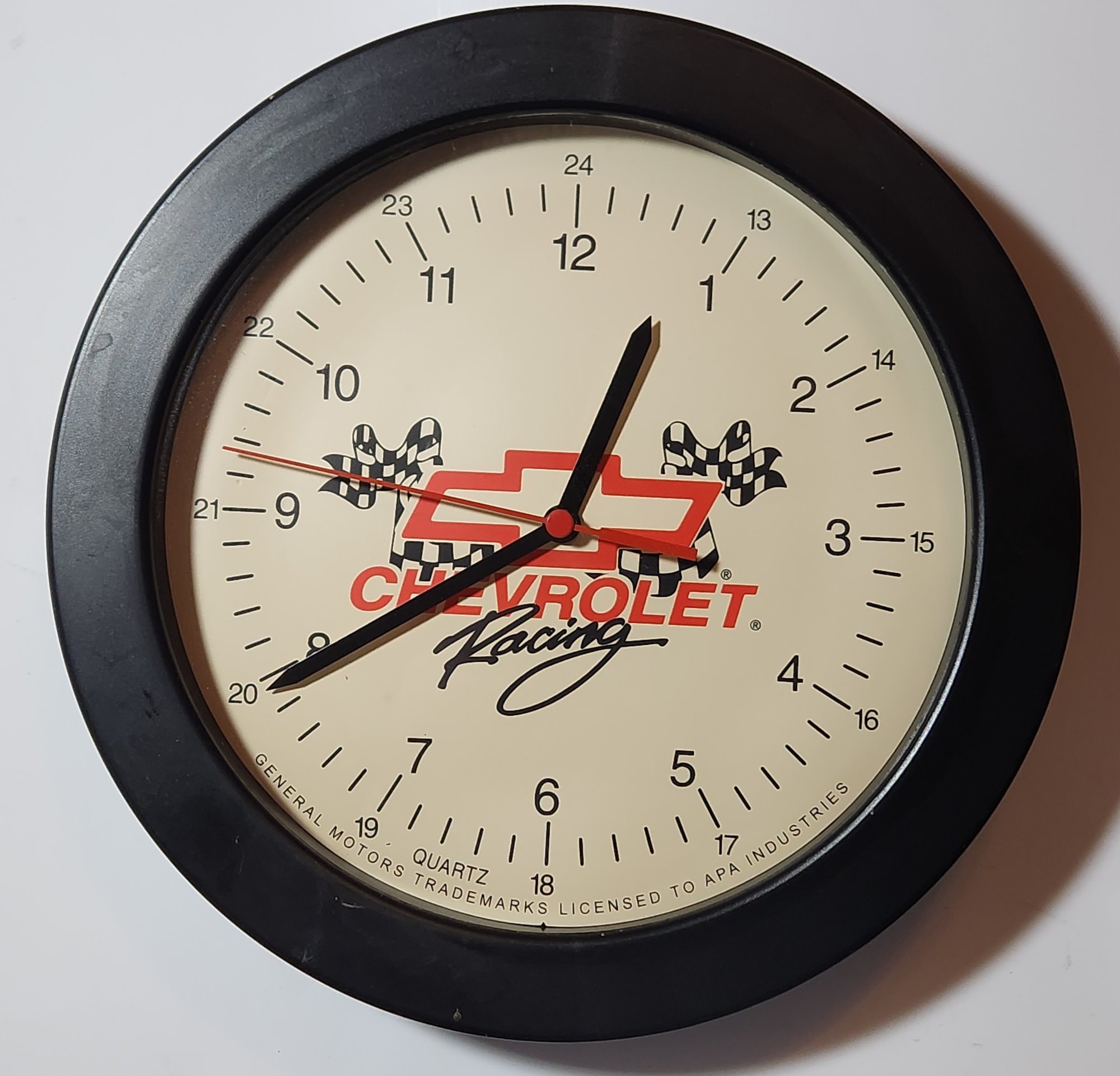 APA Industries Chevrolet Racing Advertising Clock #14581 | Auctionninja.com