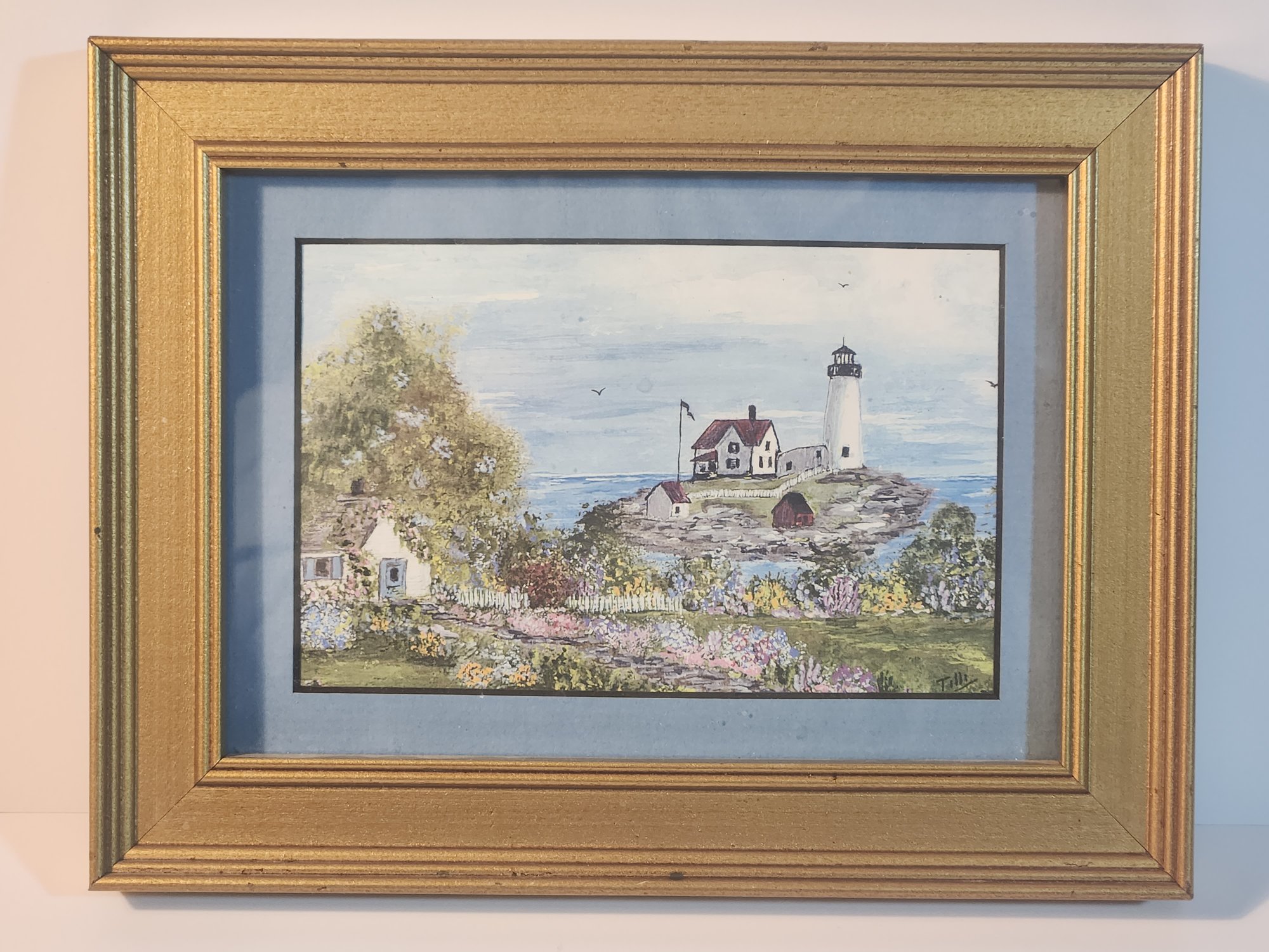 Painting Of Cottage Garden At Nubble Light Cape Neddick,Maine By Tulli ...
