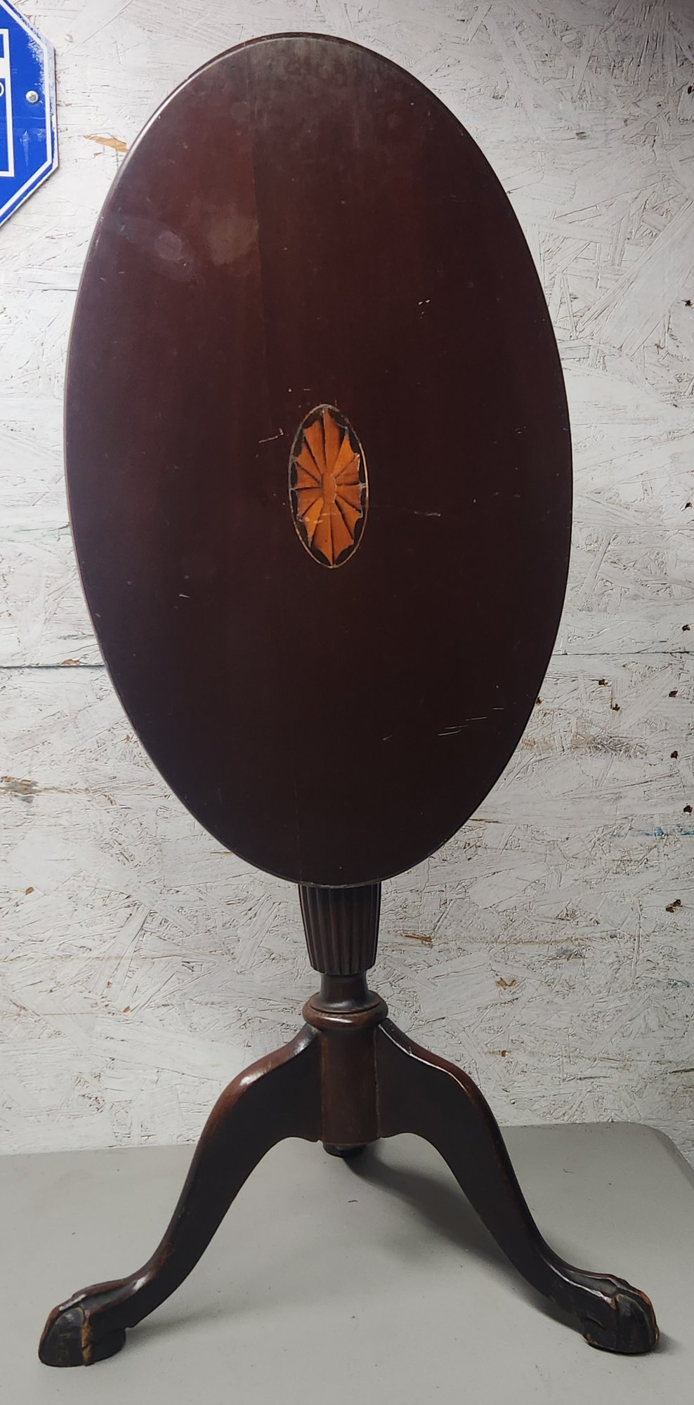 Inlaid Mahogany Tilt Top Table With Ball And Cloth Feet #14716 ...