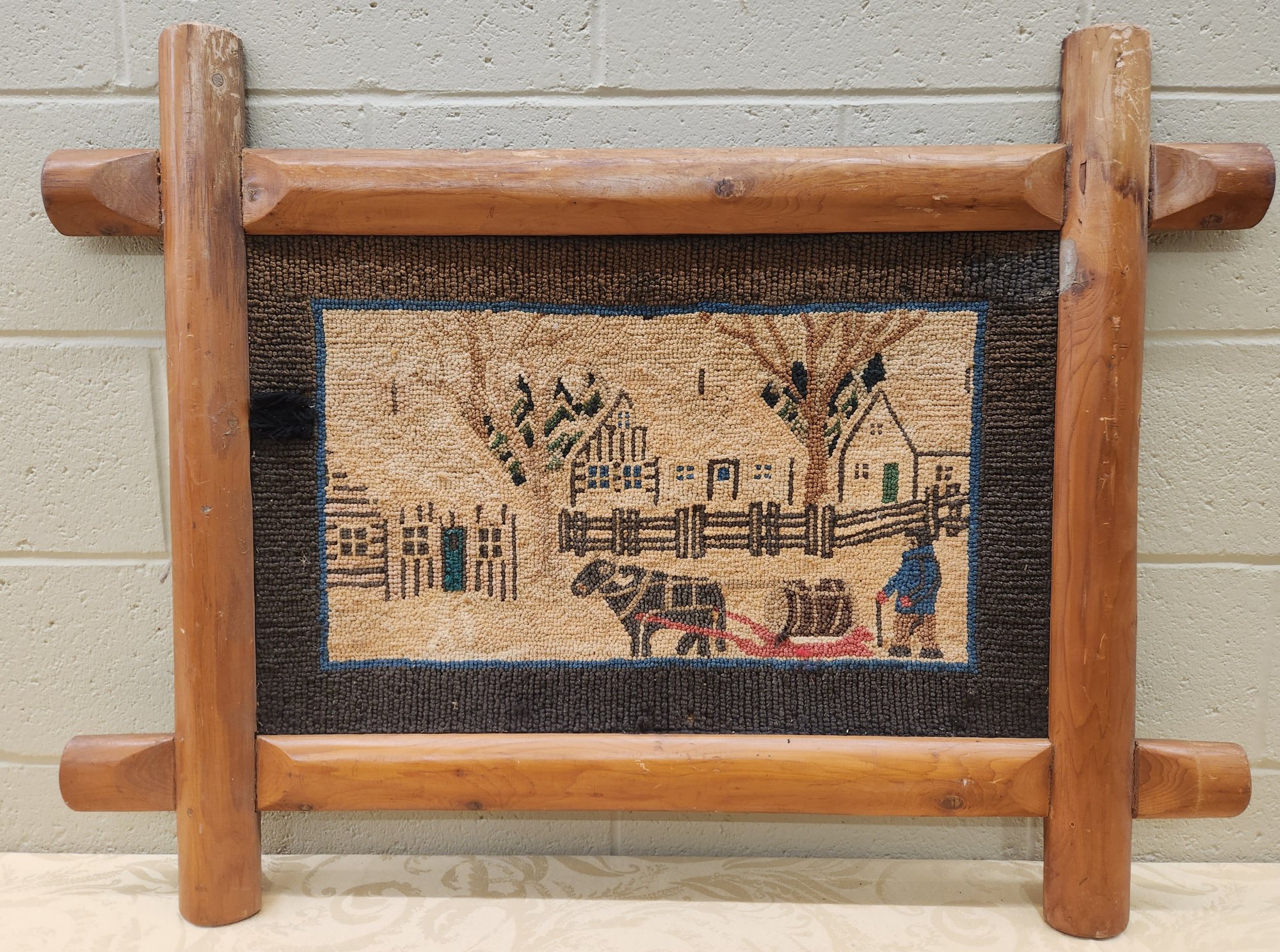 Framed Scenic Hooked Rug #17025 | Auctionninja.com