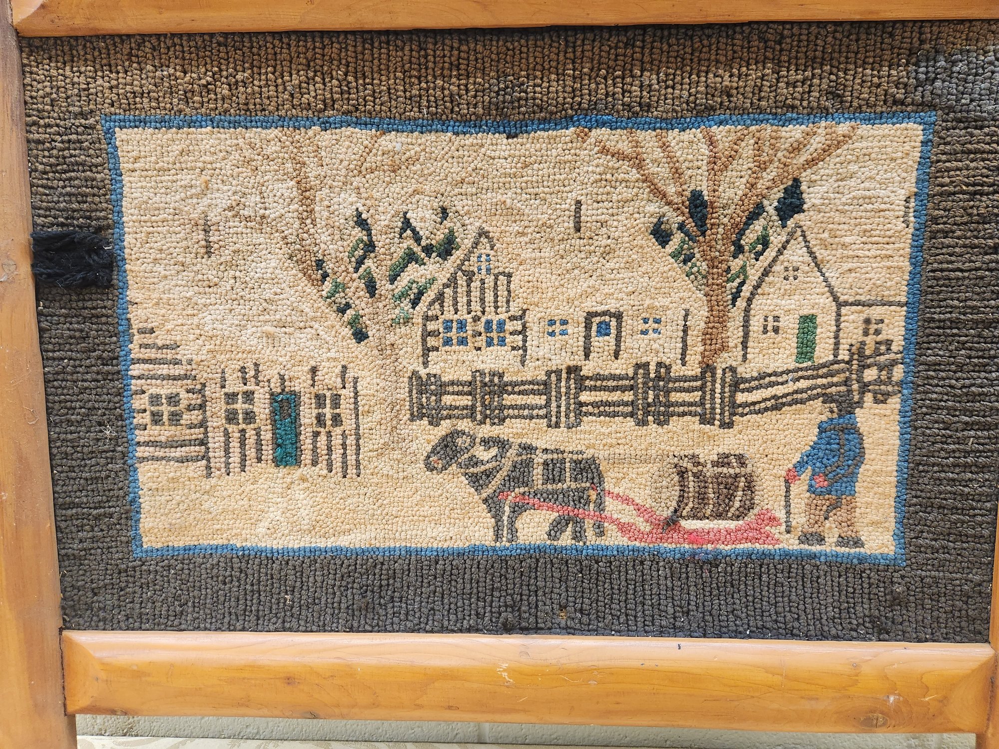 Framed Scenic Hooked Rug #17025 | Auctionninja.com