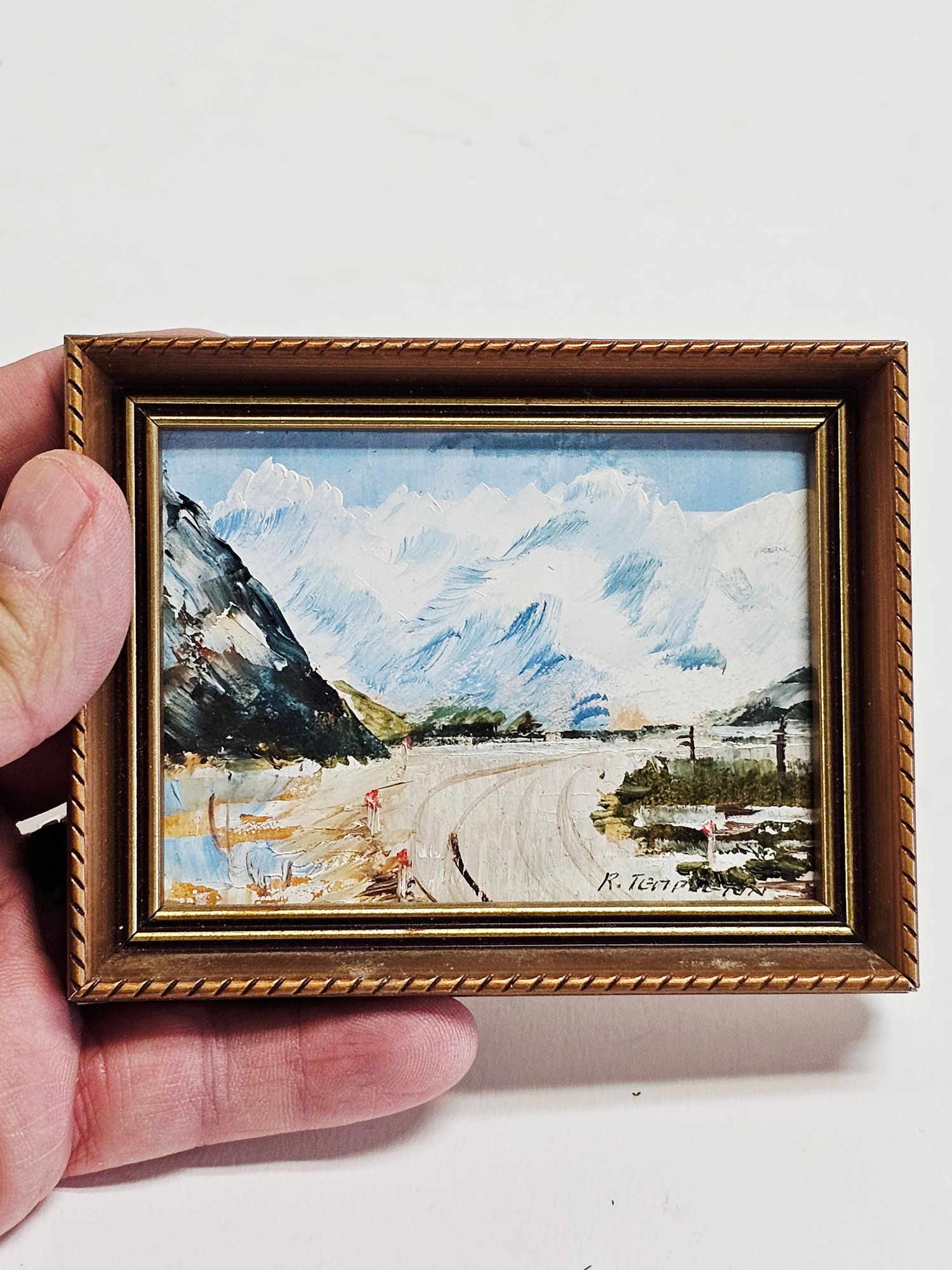 Miniature Oil Painting Of Mt Sefton By, Robina Templeton #3543 | Auctionninja.com