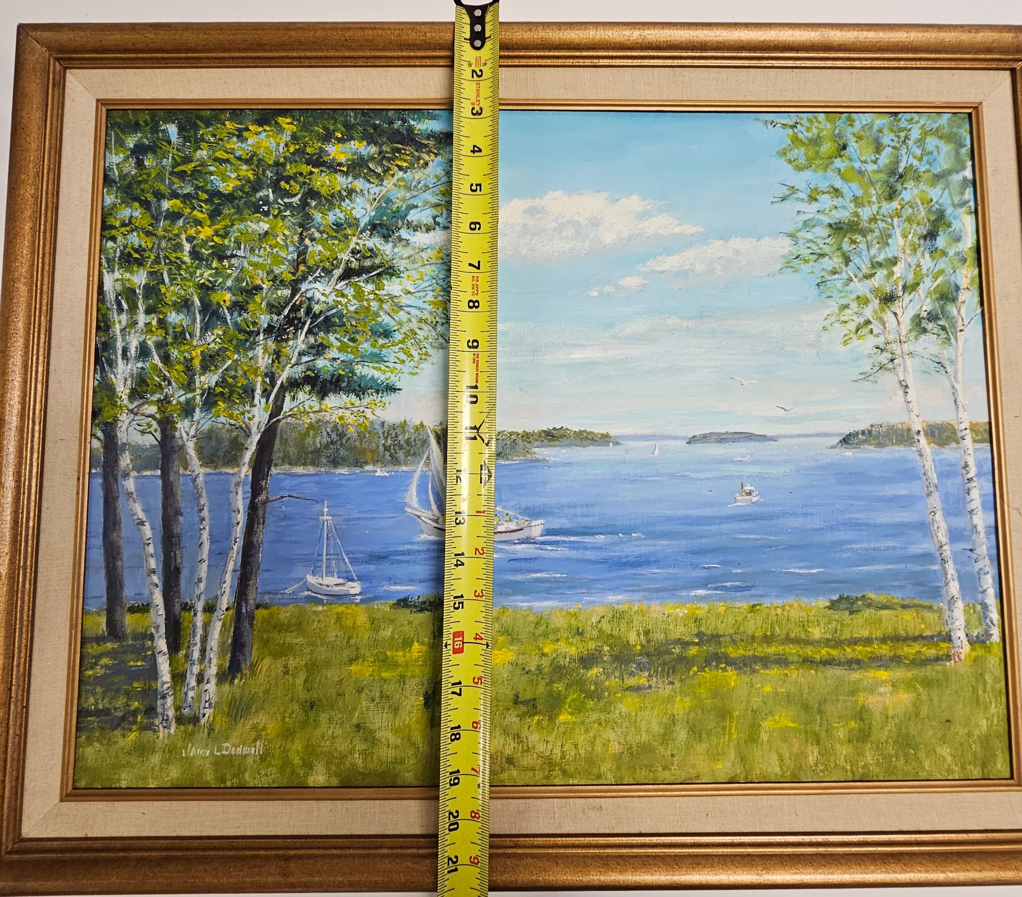 Sailboat Oil On Canvas Painting By James Dodwell - Provenance On Back ...