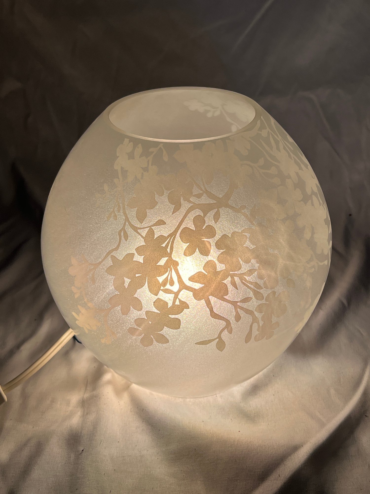 Round Frosted Glass Table Lamp Cherry-Blossoms 8.75 #6895 ...