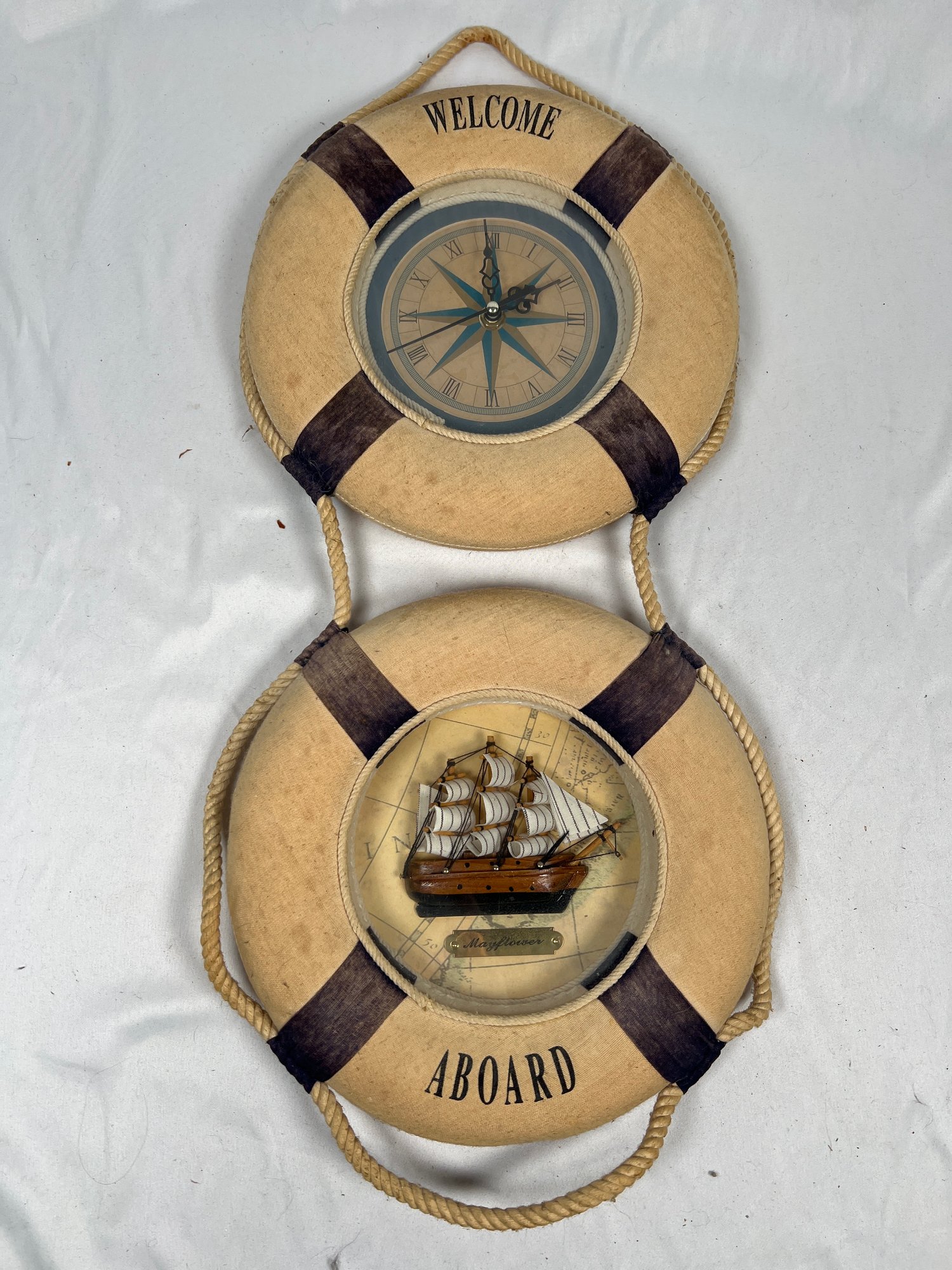 Welcome Aboard Dual Life Ring Wall Mount Clock And Ship #7543 ...