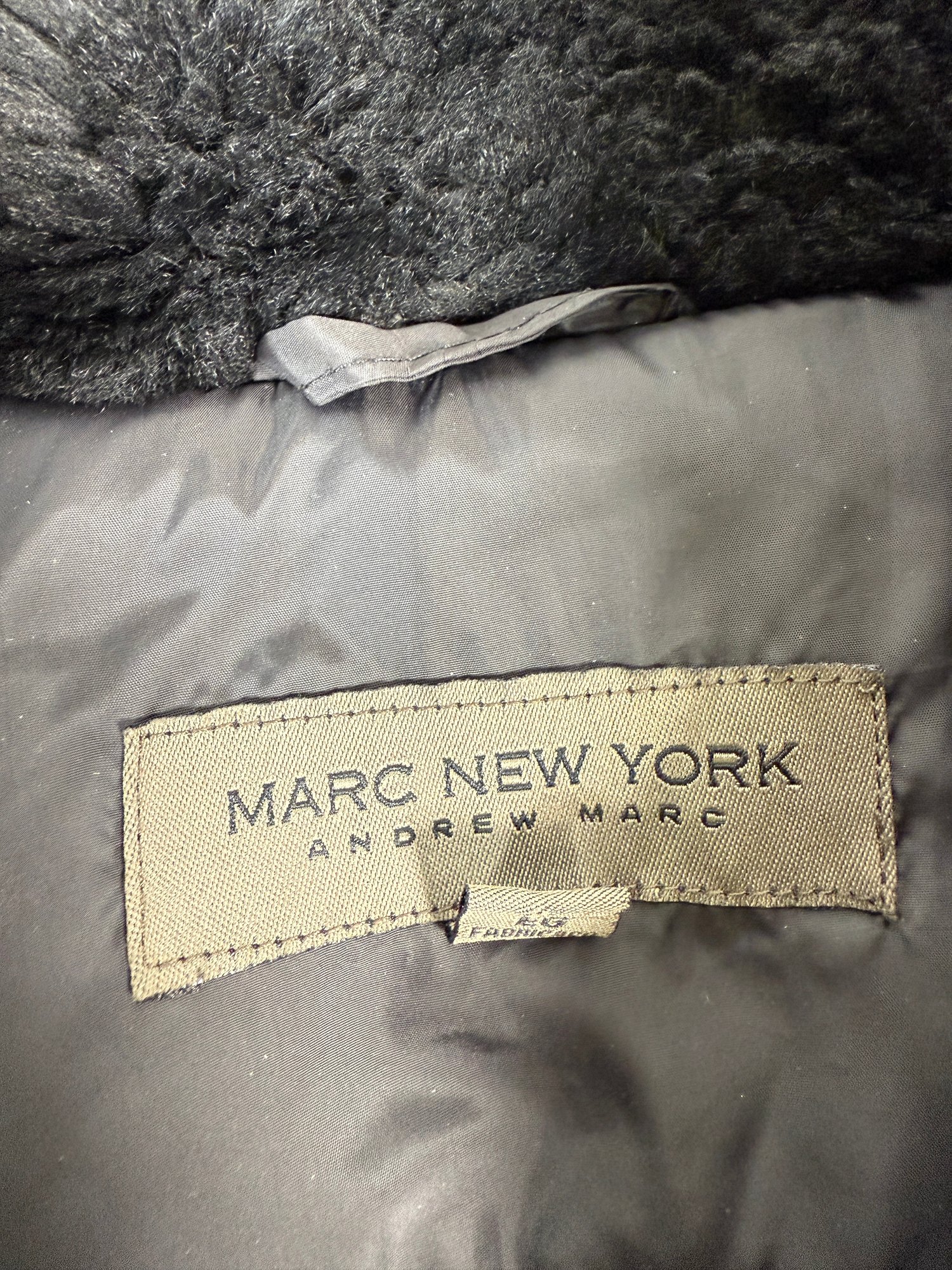 Andrew Marc New York Coat Hood Quilted Faux Fur Black Womens Size XL ...