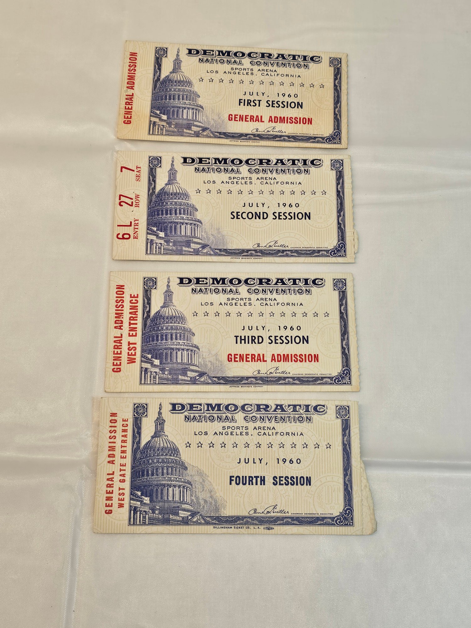 1960 Democratic National Convention Original Admission Tickets #5164 ...