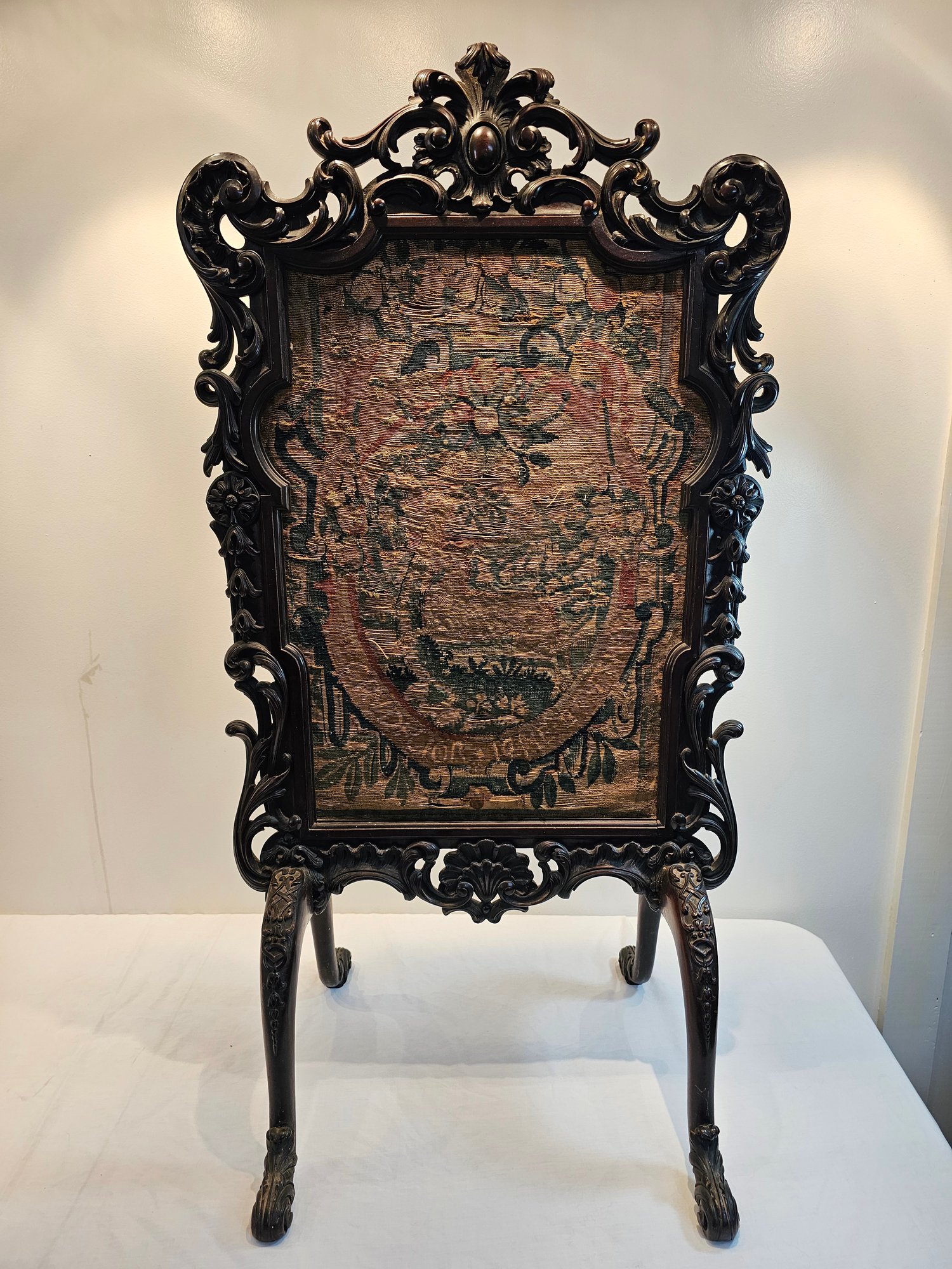 Early 18th Century Hand Carved Wood And Embroidered Mantle Screen #6257 ...