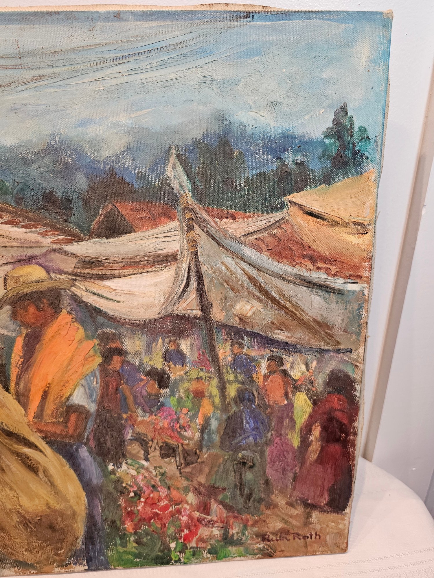Shopping At The Bazaar Oil Painting On Canvas Signed Ruth Roth #11141 ...