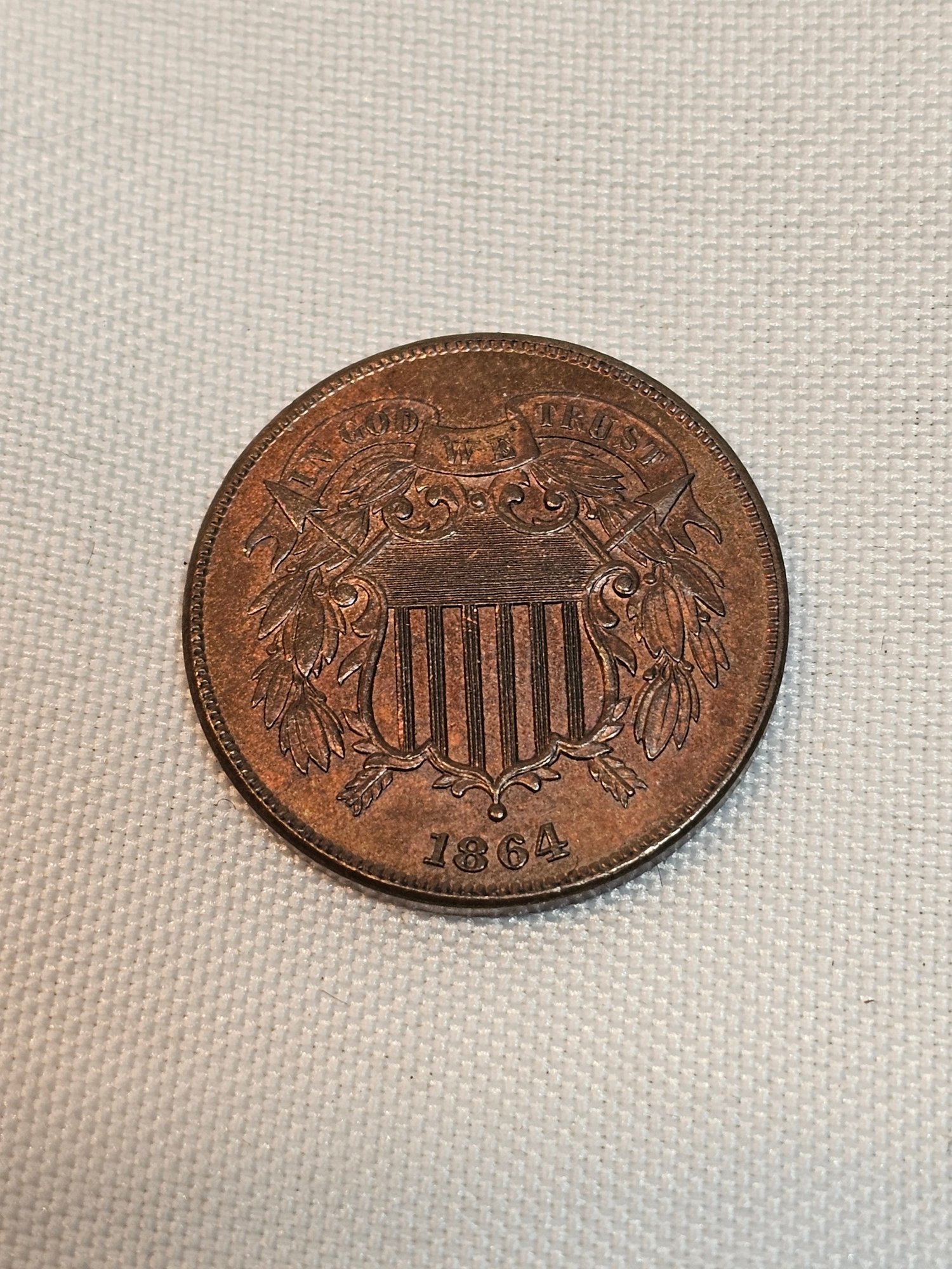 1864 Two Cent Coin #11211 | Auctionninja.com