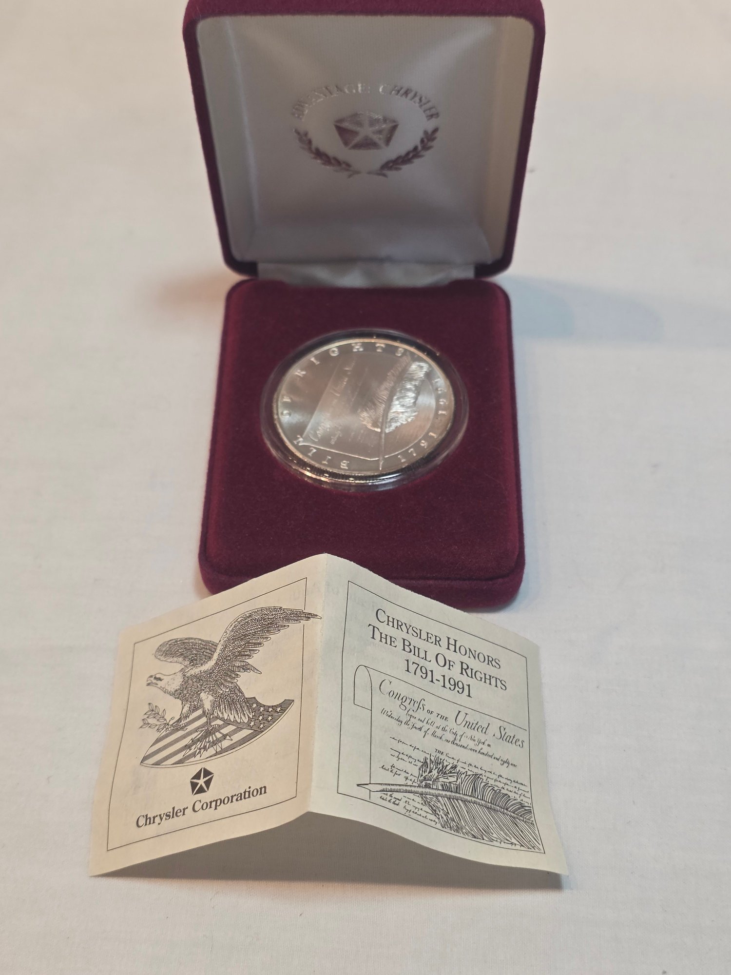 Chrysler Bill Of Rights Commemorative 1 Ounce Silver Round #11834 ...
