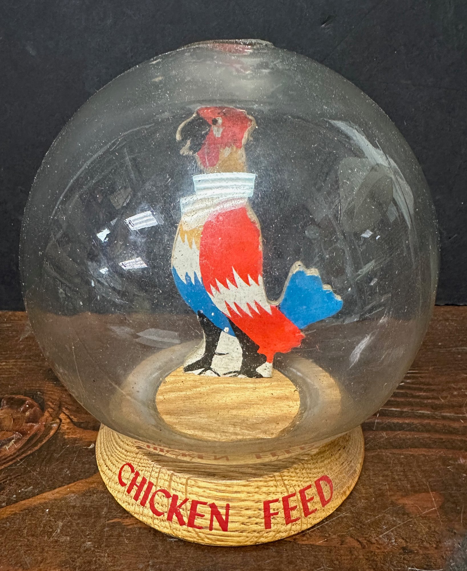 Vintage "Chicken Feed" Glass Bubble Bank #21928 | Auctionninja.com