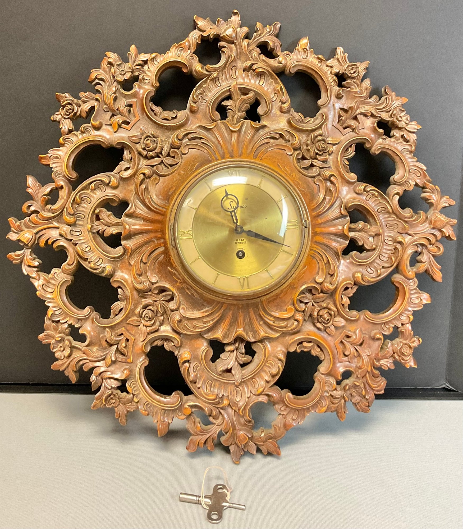Vintage Syroco 8 Day Wall Clock #28752 | Auctionninja.com