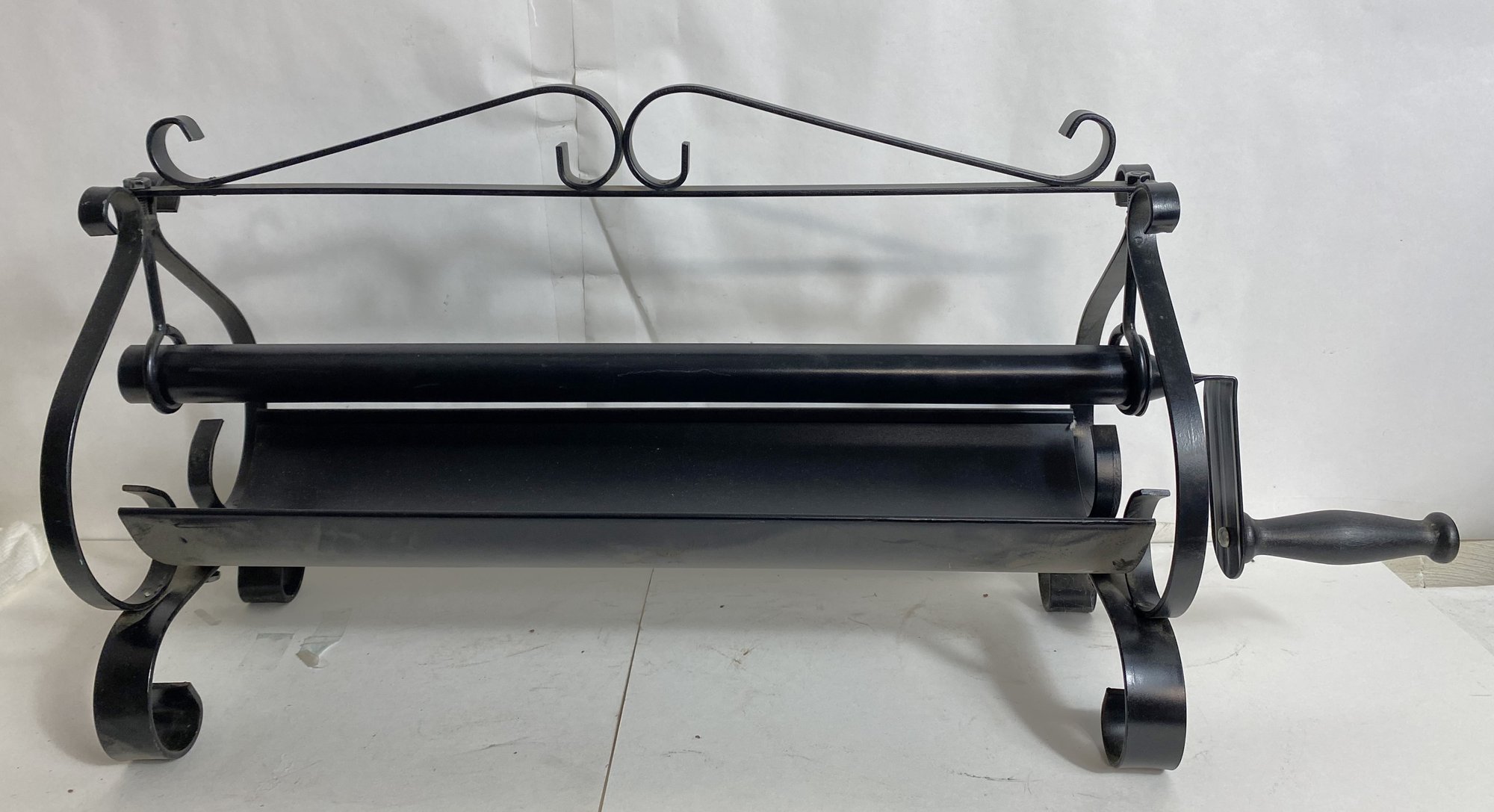 Wrought Iron Fireplace Newspaper Roller #25162 | Auctionninja.com
