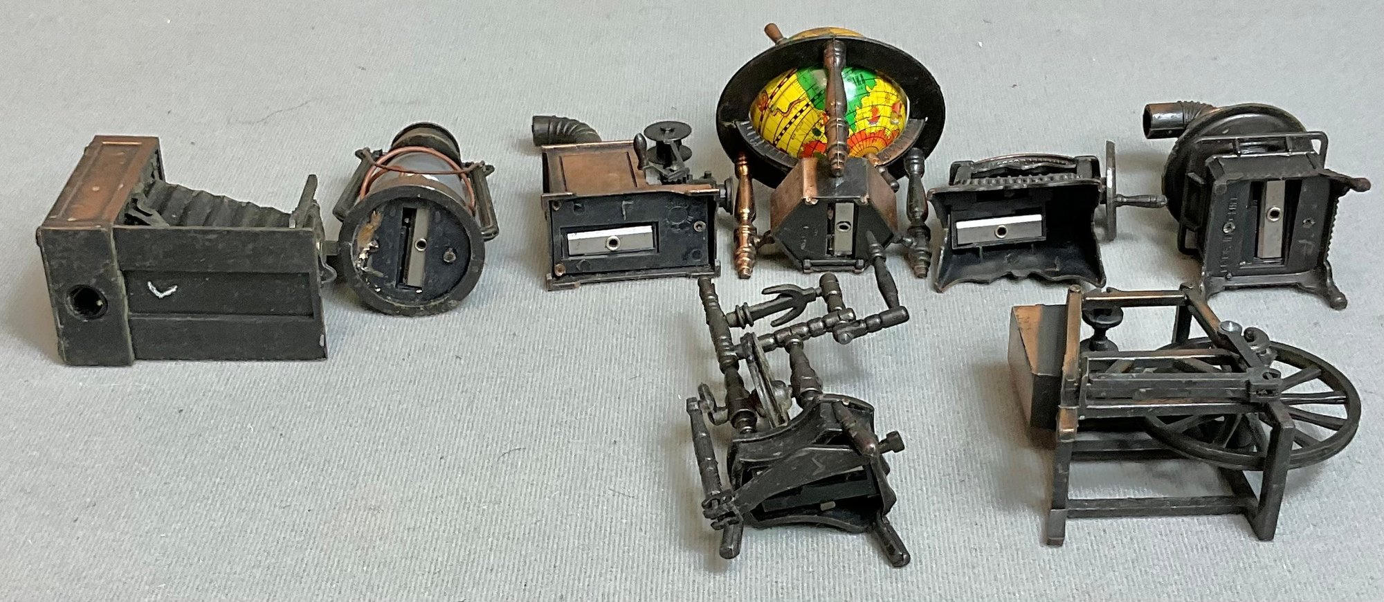 8pc Die Cast Pencil Sharpeners - Antique Theme #34811 | Auctionninja.com