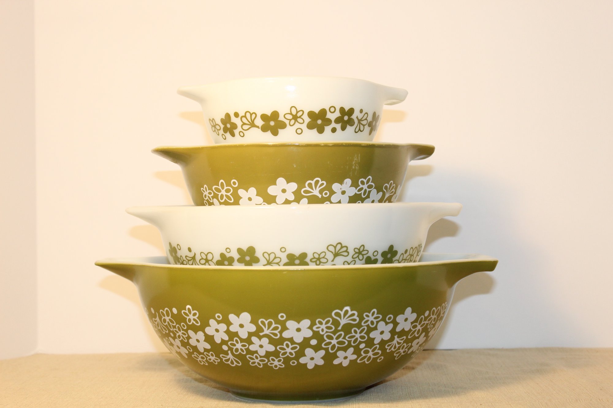 Vintage Pyrex- "Spring Blossom Green" AKA "Crazy Daisy" Set Of 4 ...