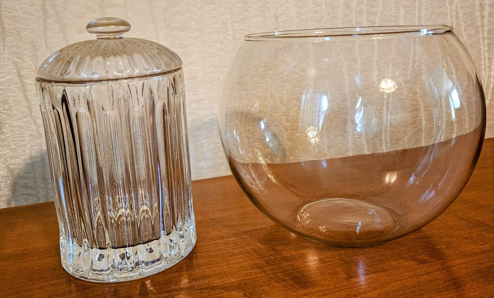 Large Rose Bowl With A Glass Lidded Canister J #20303 | Auctionninja.com