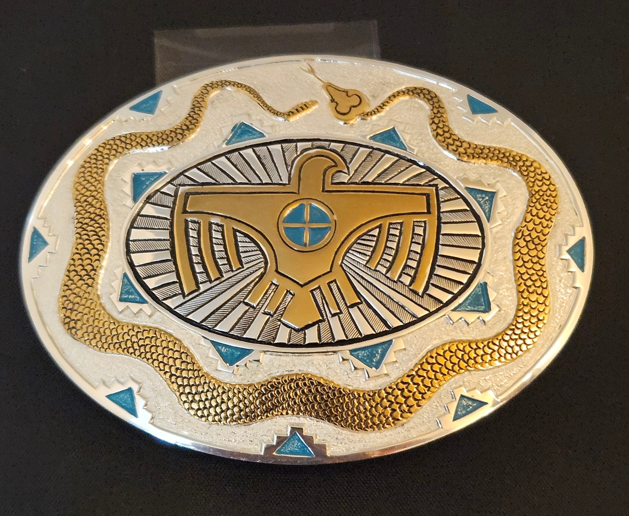 Crumrine Phoenix Eagle With Turquoise Enamel Inlay On Layered Silver ...