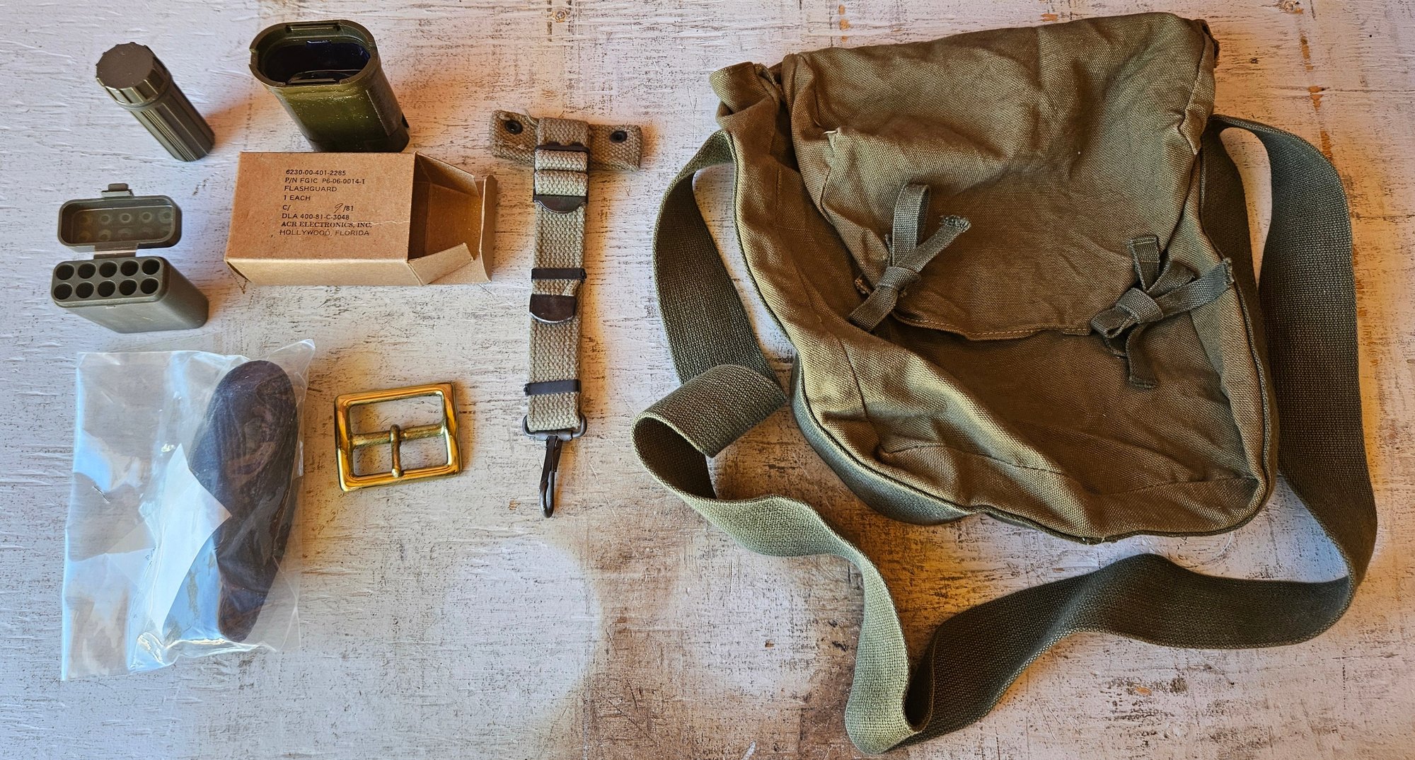 Military Items Inc. Flash Guard, Blasting Cap Holder, Nap Sack And More ...