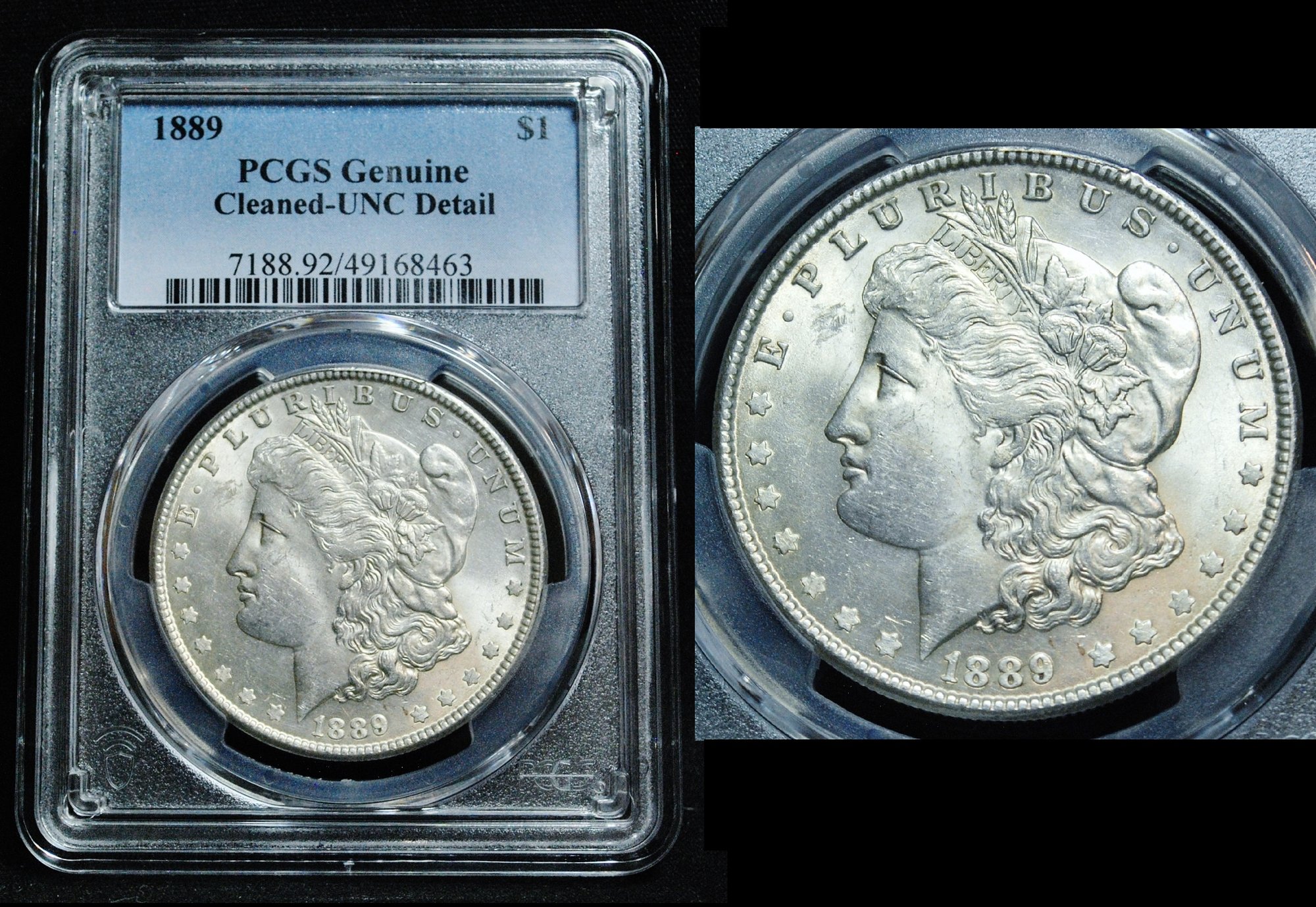 1889 Morgan Silver Dollar PCGS Graded UNC Detail - Cleaned But NICE ...