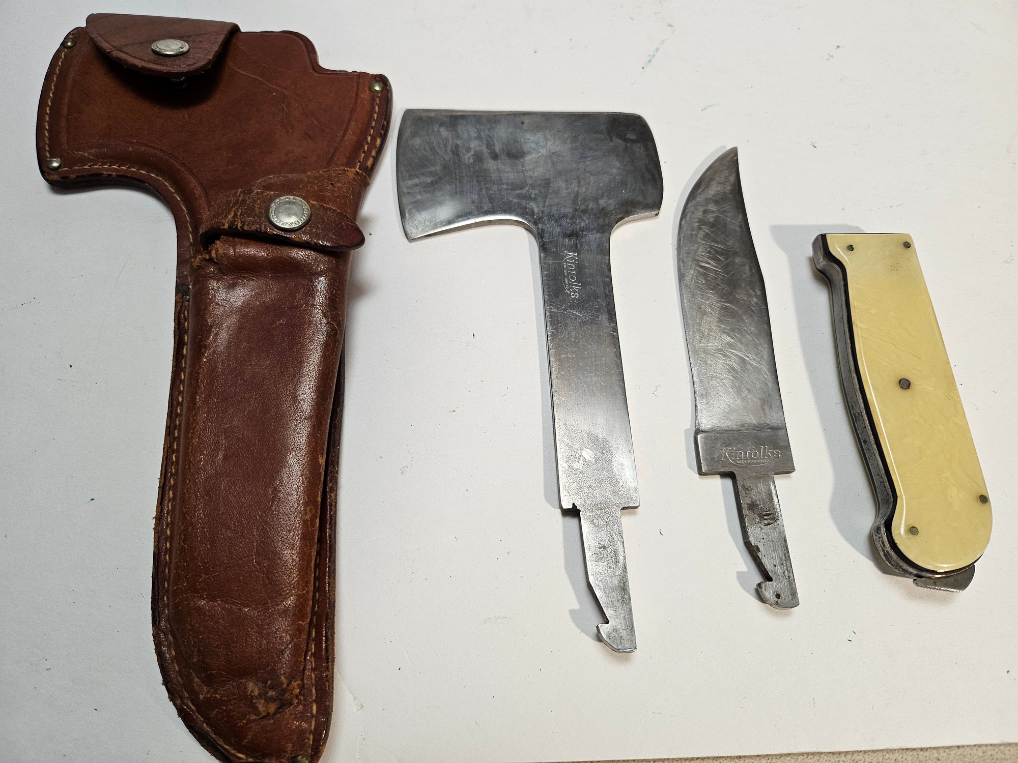 Vintage Kinfolks Axe And Knife Combo With Sheath #19225 | Auctionninja.com