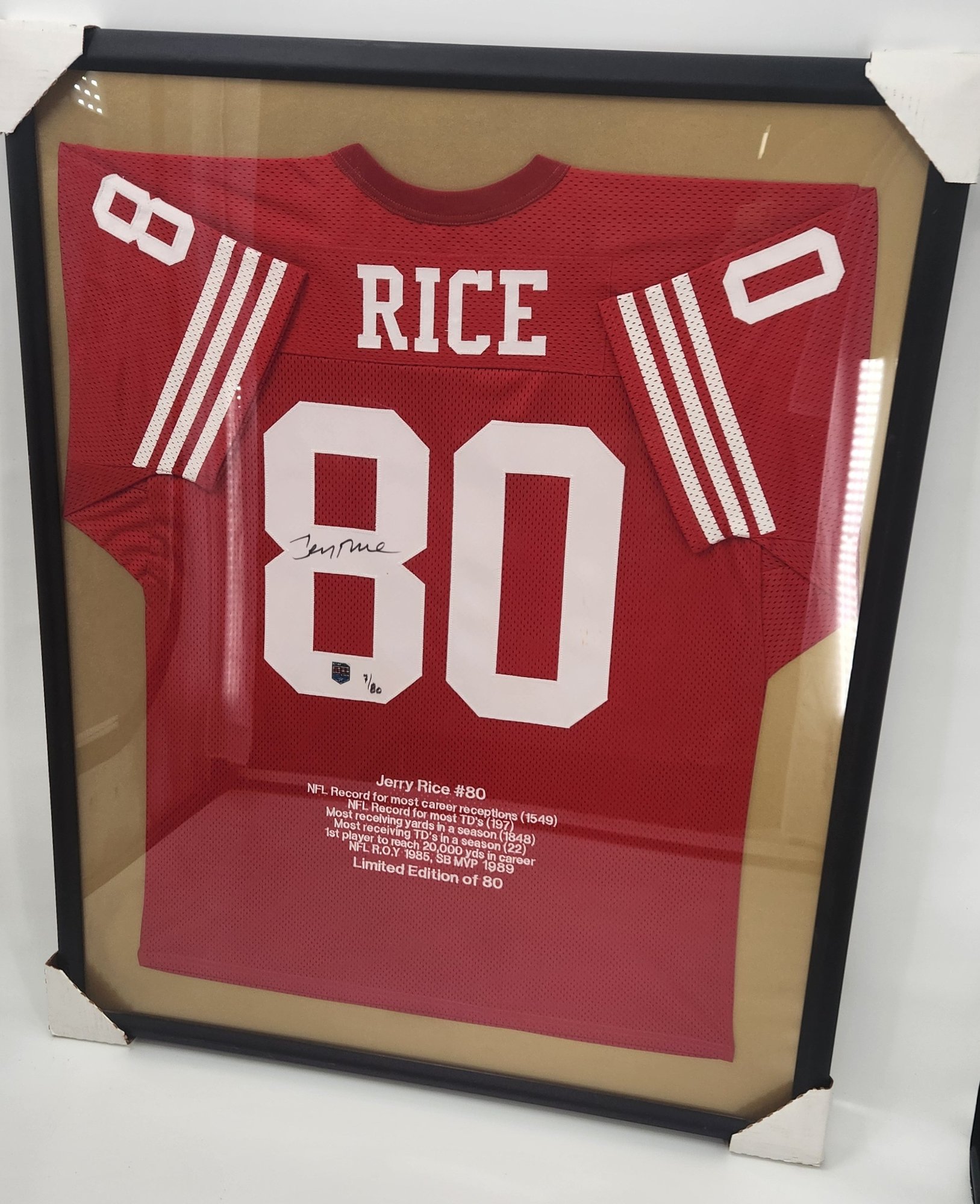 Large NFL Jerry Rice Autographed Framed Limited Edition Numbered Jersey ...