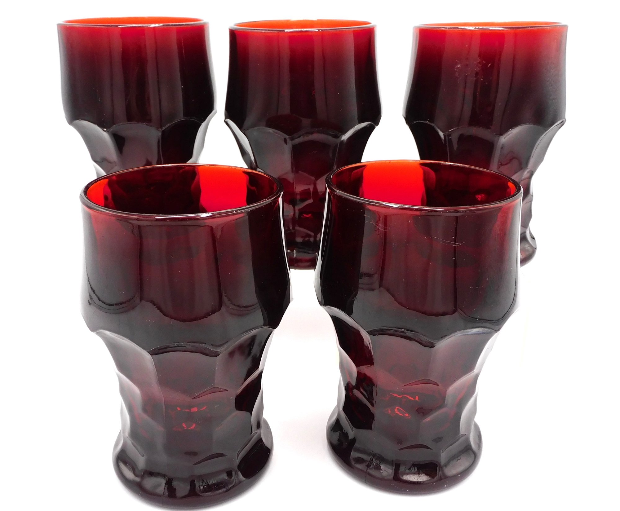 Anchor Hocking Royal Ruby GEORGIAN 12-oz Flat Tumblers (5) #2136360 ...
