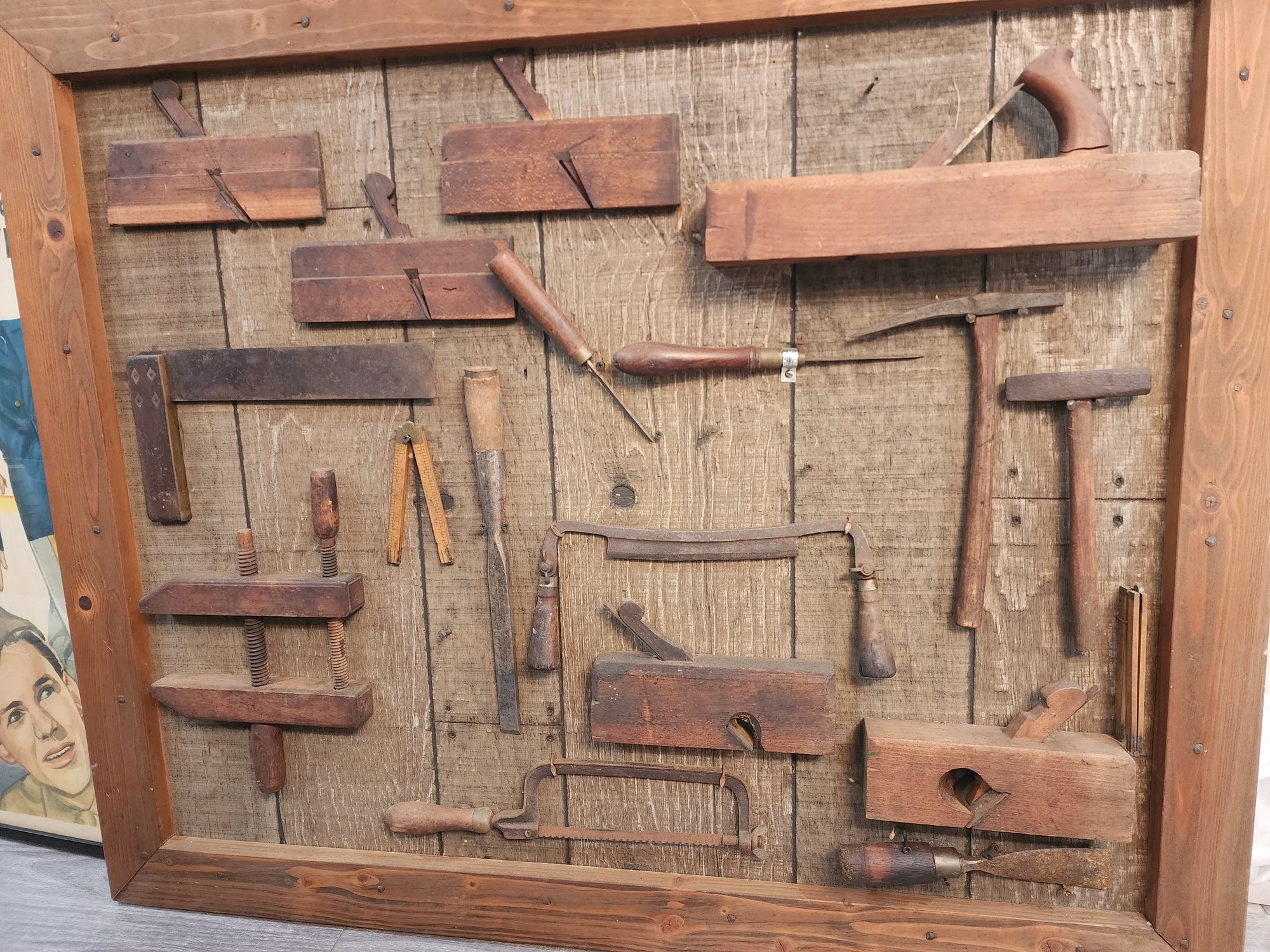 Large Barnwood Display Of Antique Tools #2175102 | Auctionninja.com