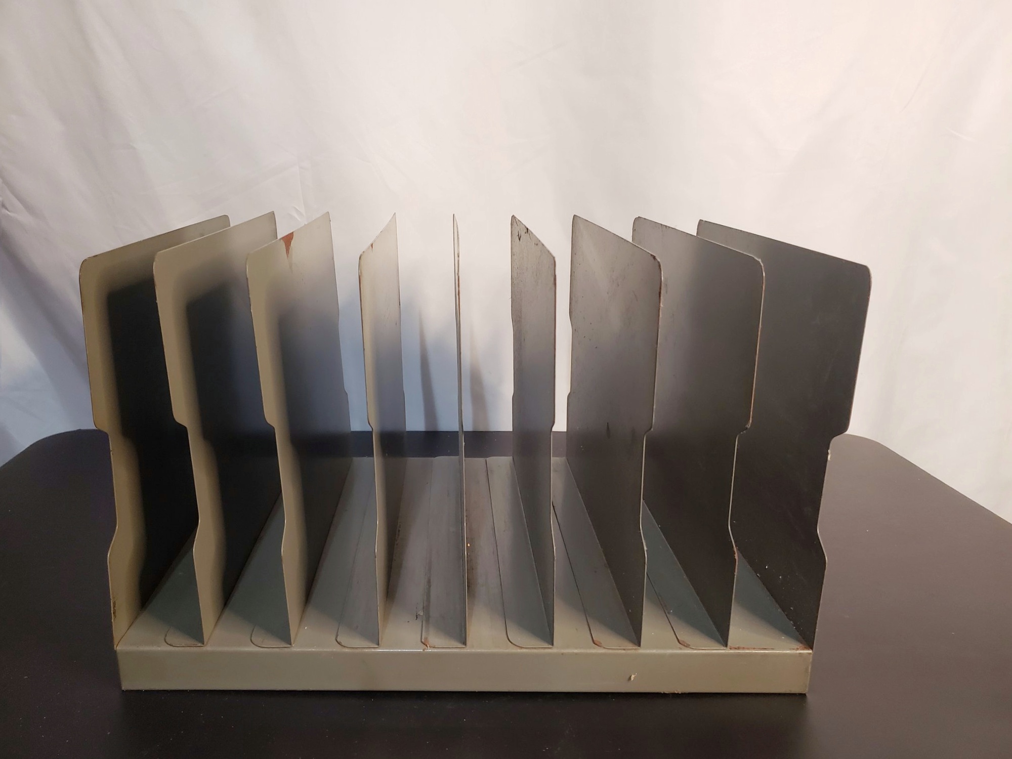 Vintage Mid Century Taupe Metal Industrial Vertical File Sorter ...