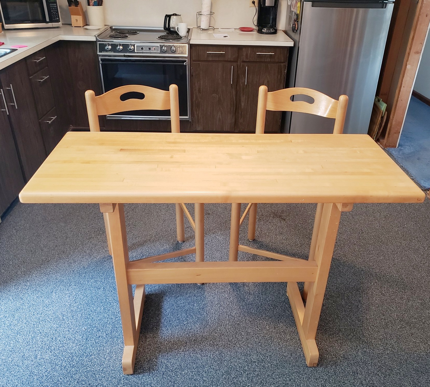 Oak High-top Breakfast Table With Two Bar Height Chairs #12590 ...