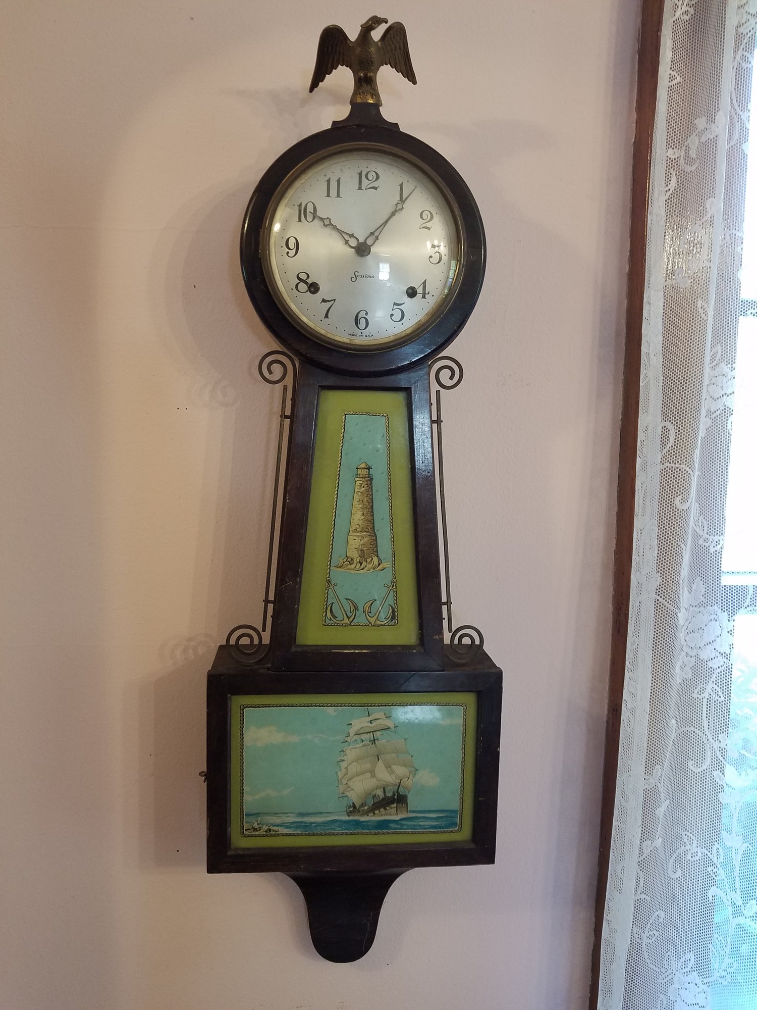 Nautical Themed Clock By Sessions - 34x10 #18755 | Auctionninja.com