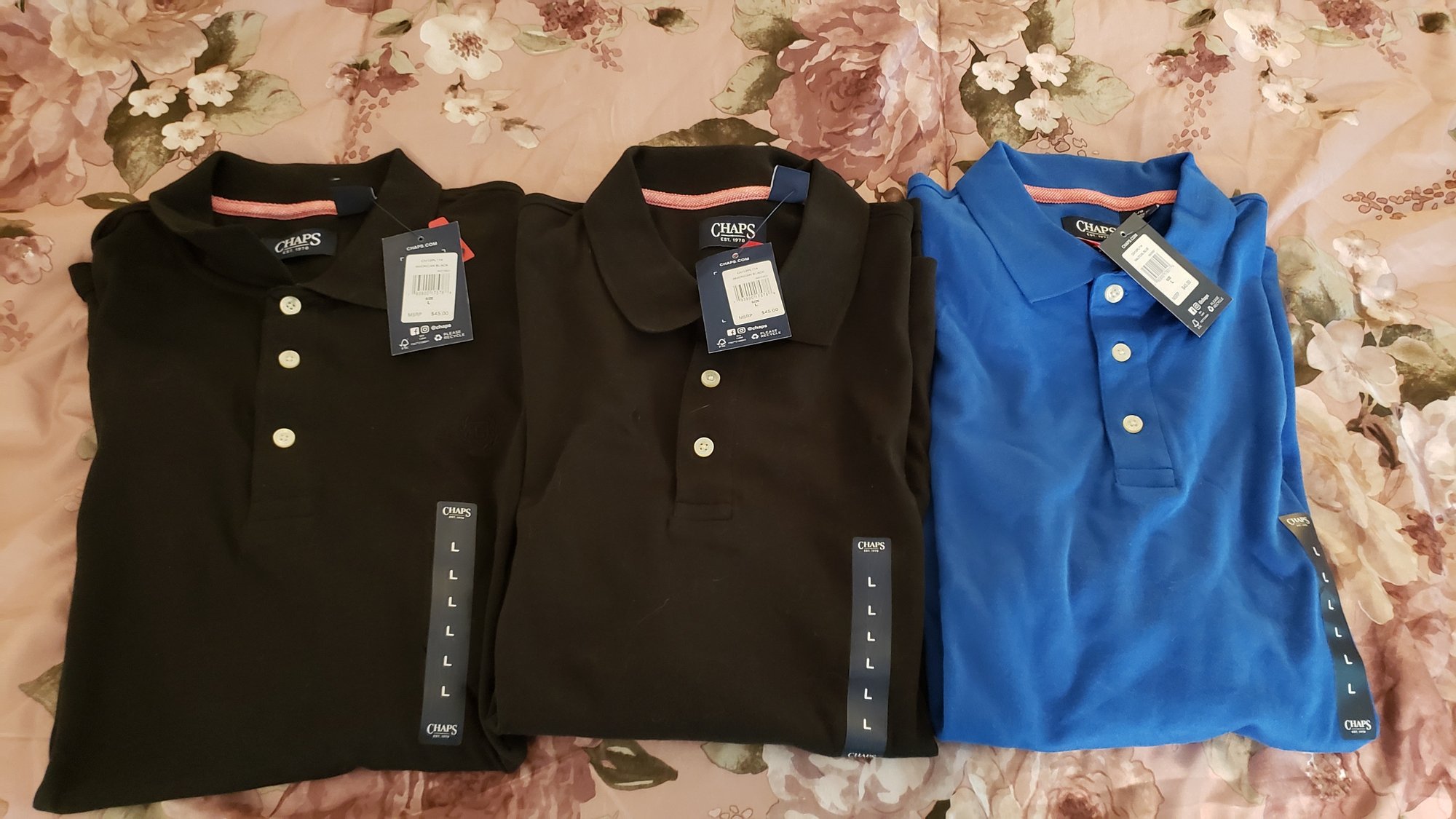 Three New Chaps Polo Shirts Size Large #2172780 | Auctionninja.com