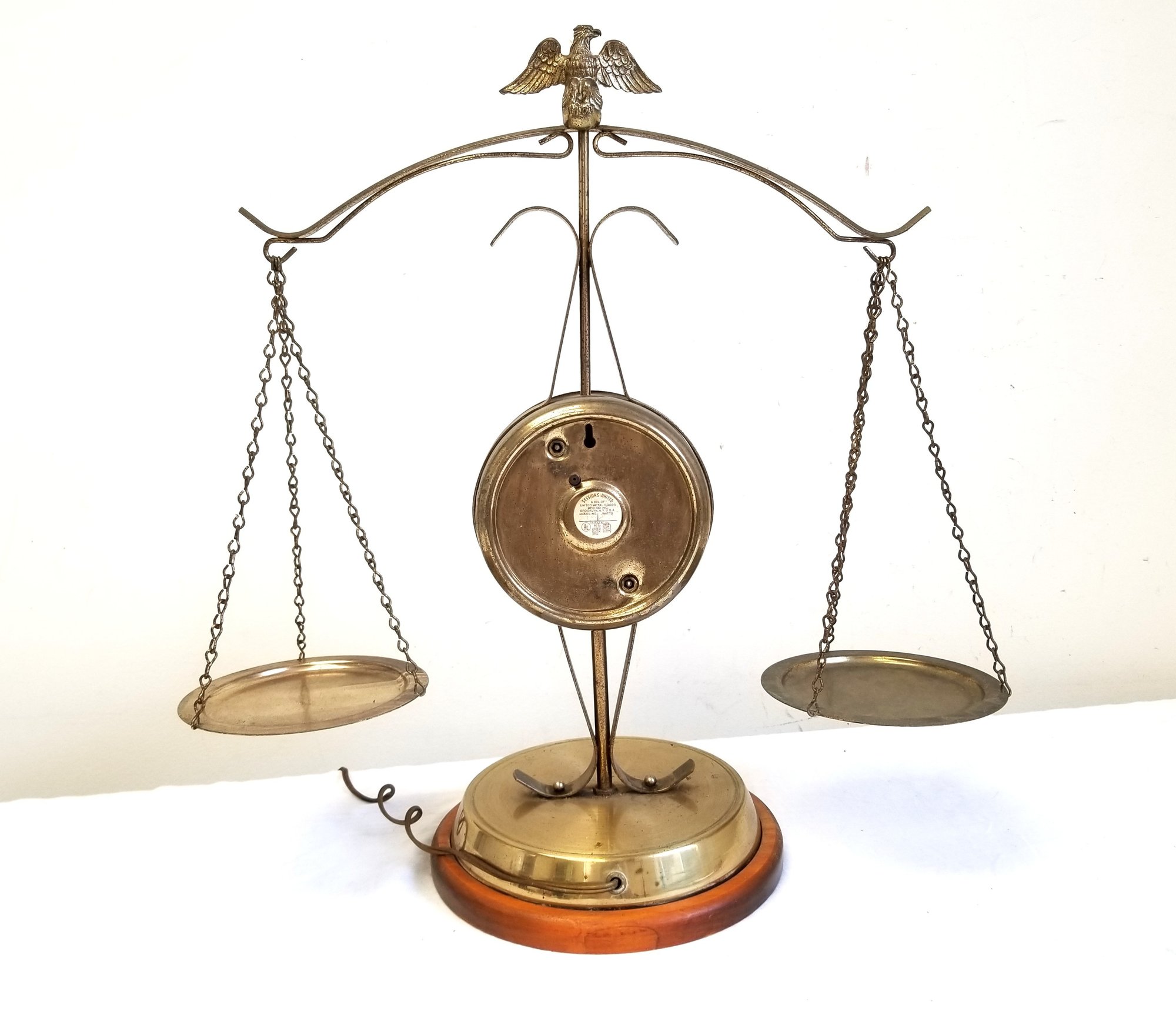 Vintage Sessions United Scale Of Justice Electric Mantel Clock #2230230 ...