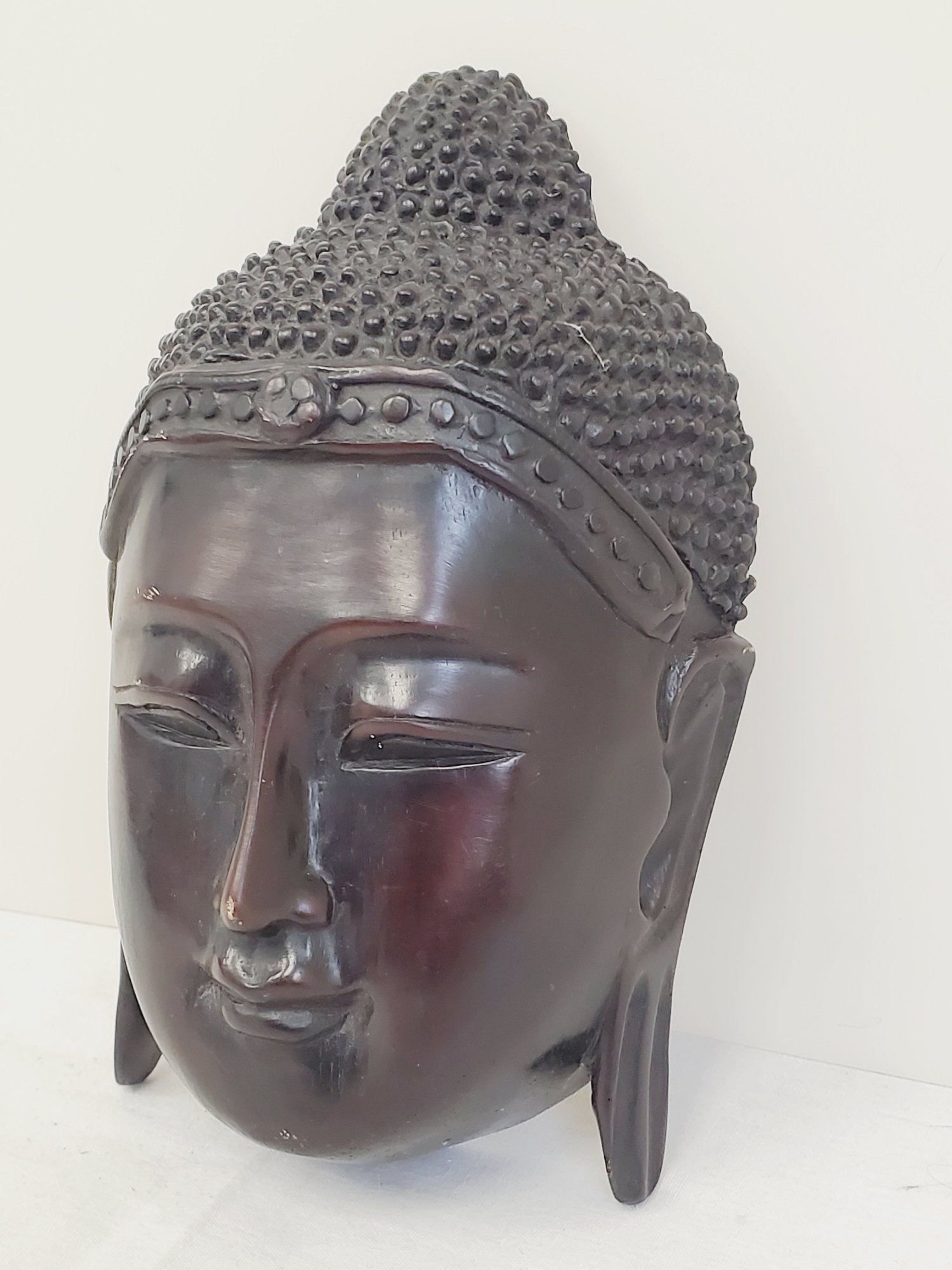 Meditating Buddha Head Carved Rosewood Mask Sculpture #2230999 ...