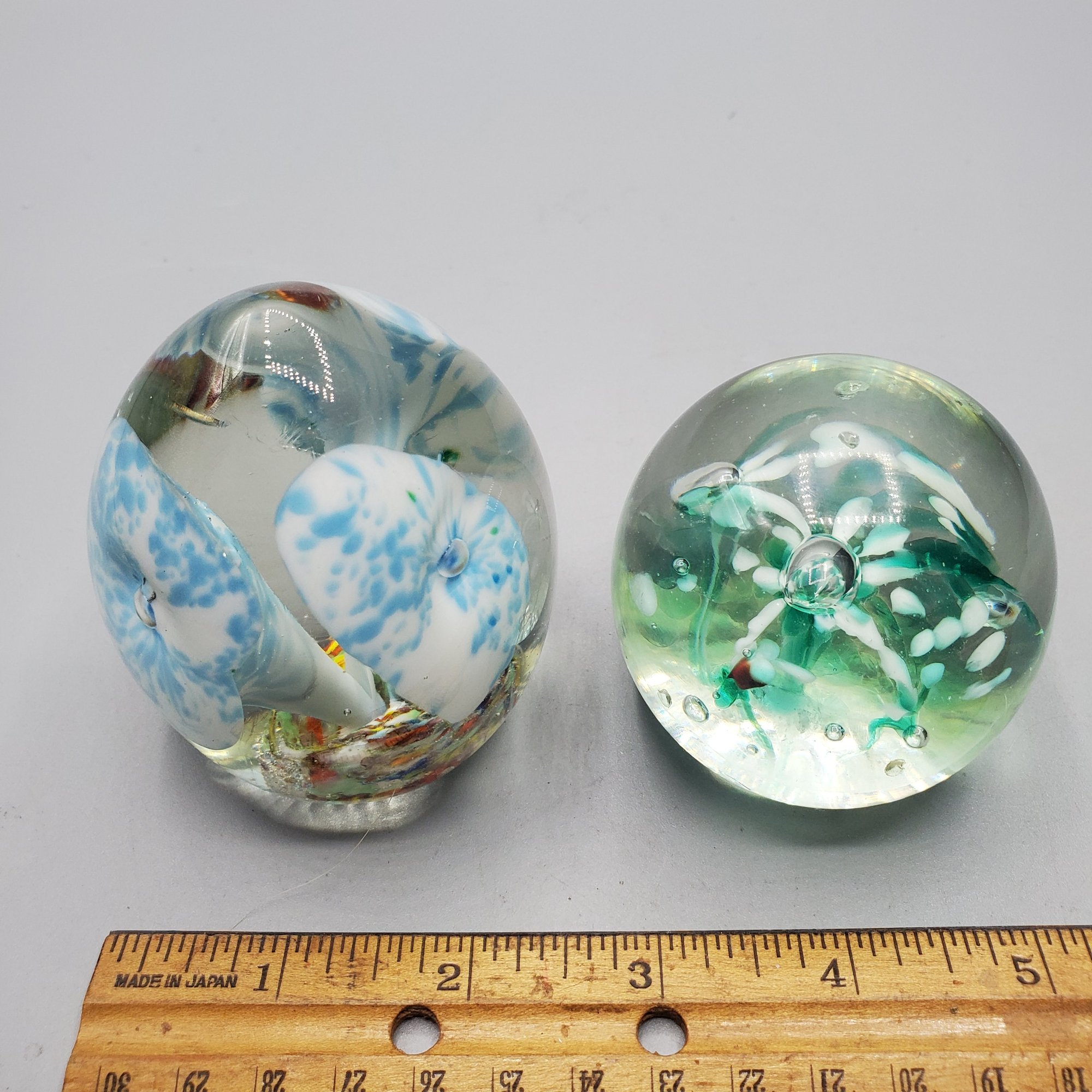 TWO BEAUTIFUL ART GLASS PAPERWEIGHTS WITH GREAT DESIGNS #2284031 ...