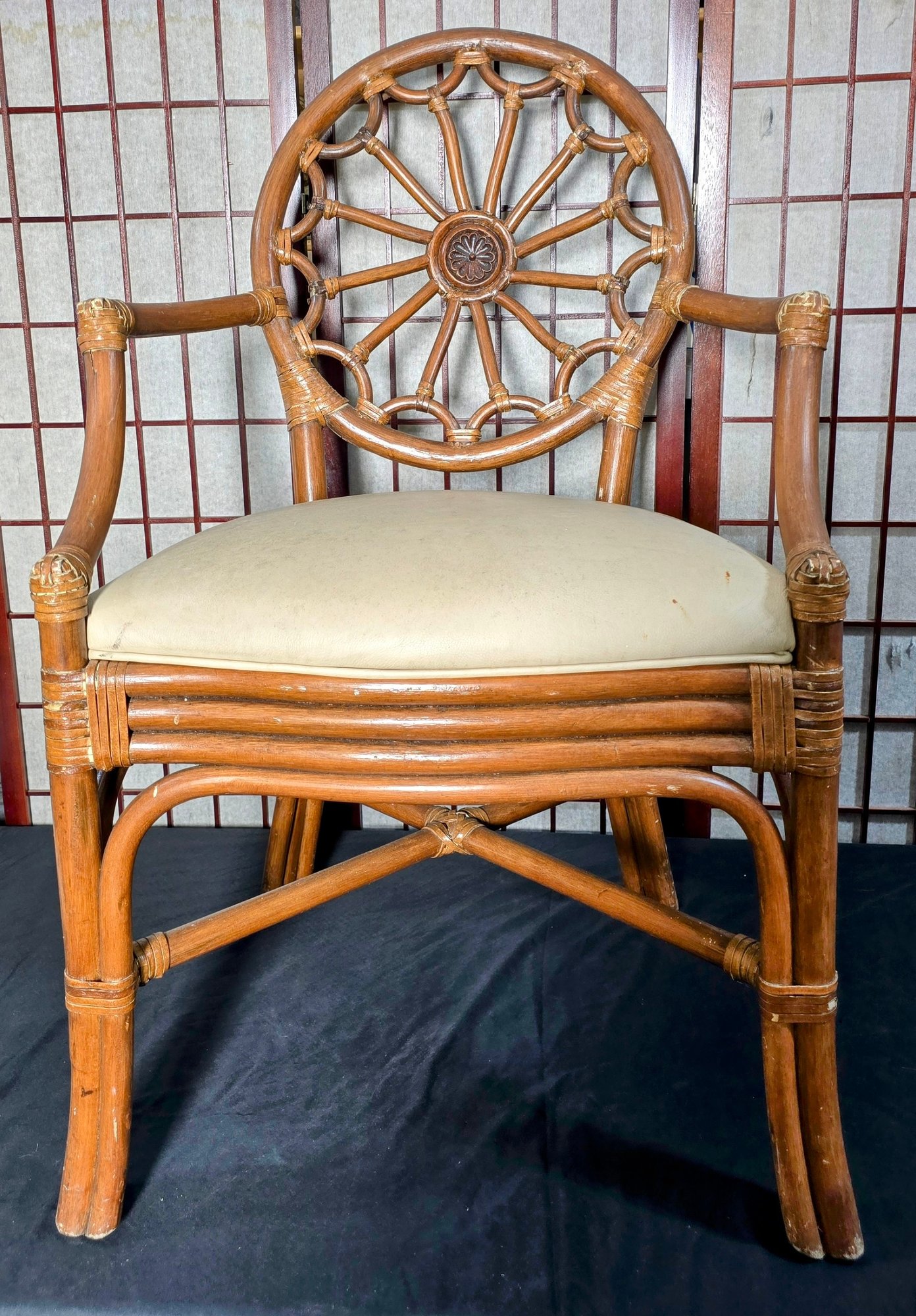 Vintage Coastal Web Back Rattan Chair #2031240 | Auctionninja.com