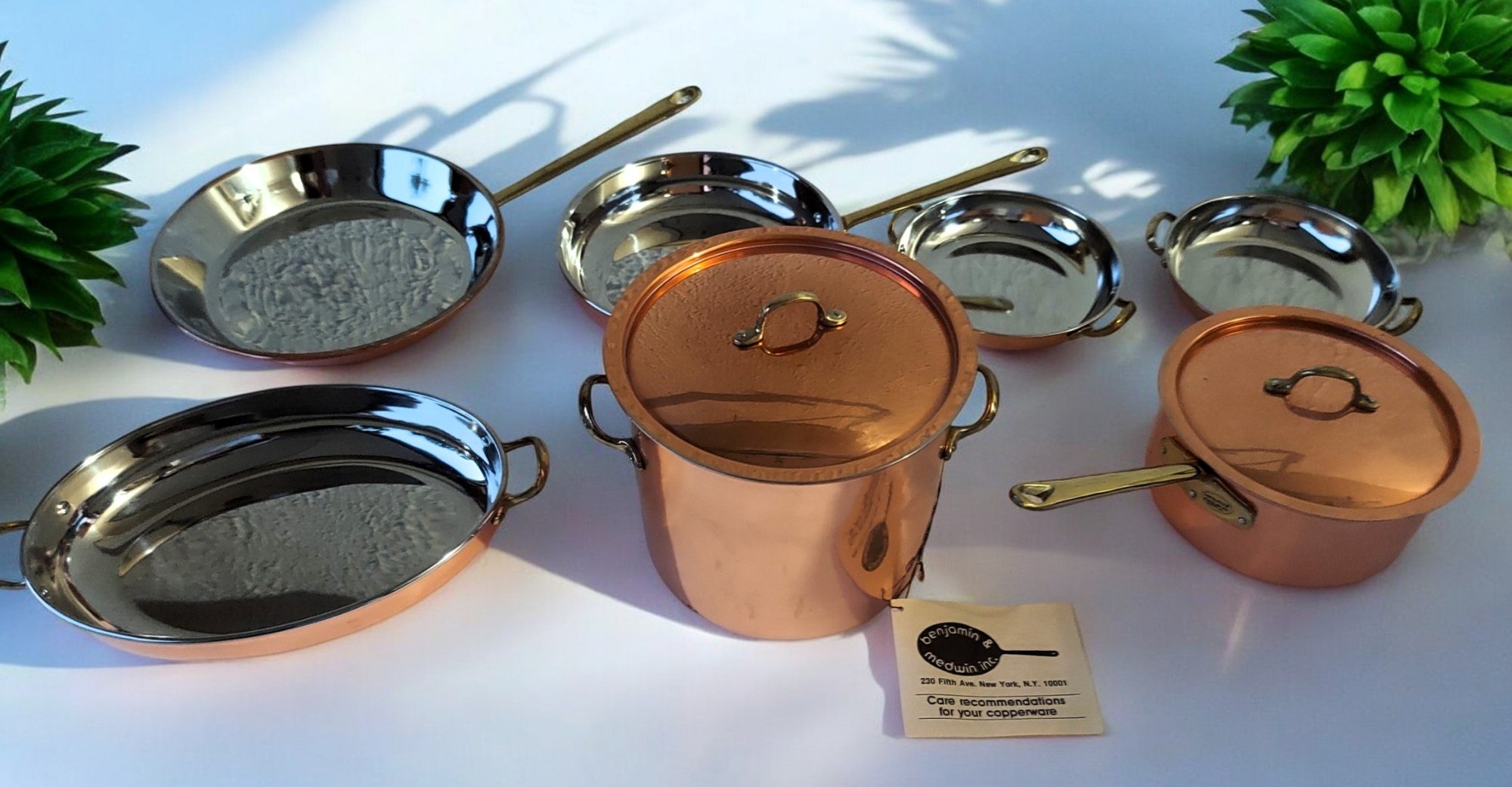 NEW NEVER USED VINTAGE BENJAMIN & MEDWIN COPPERWARE 9PC COOKWARE SET ...