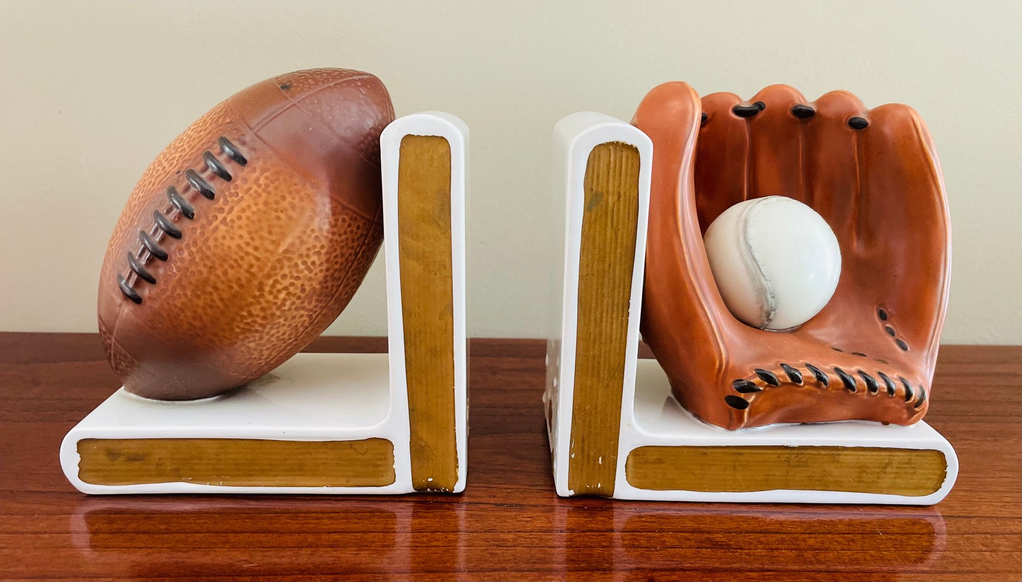 Vintage Baseball And Football Bookends By Lefton #2169892 ...
