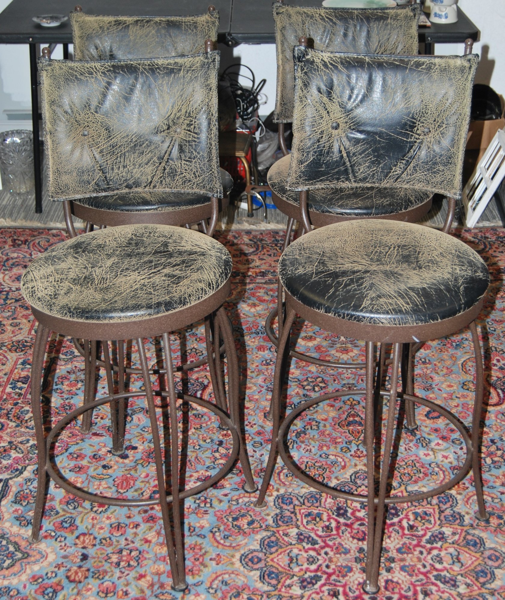 Four Metal Spinning Bar Stools #30542 | Auctionninja.com
