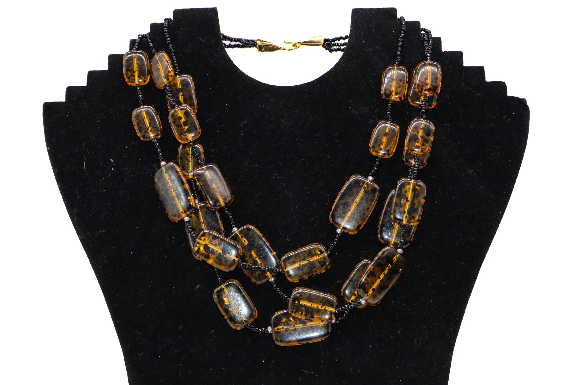 Vintage Tiger Dots Color Beads 3 Strand Necklace #20054 | Auctionninja.com