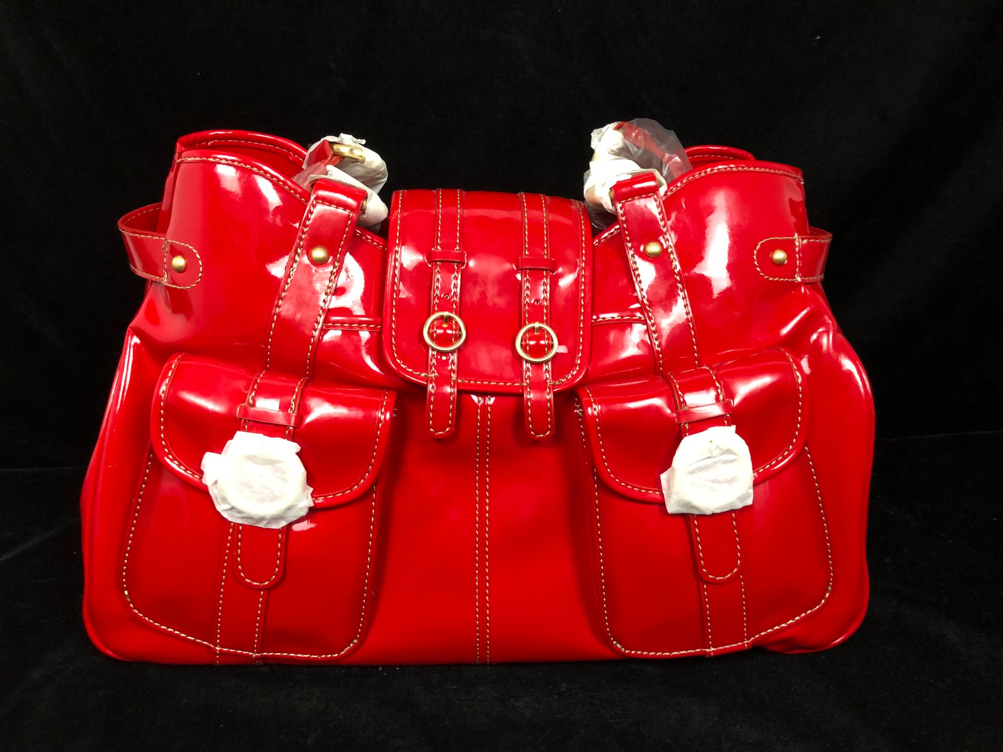 Maxx New York Bright Red Satchel Purse Bag #2039799 | Auctionninja.com