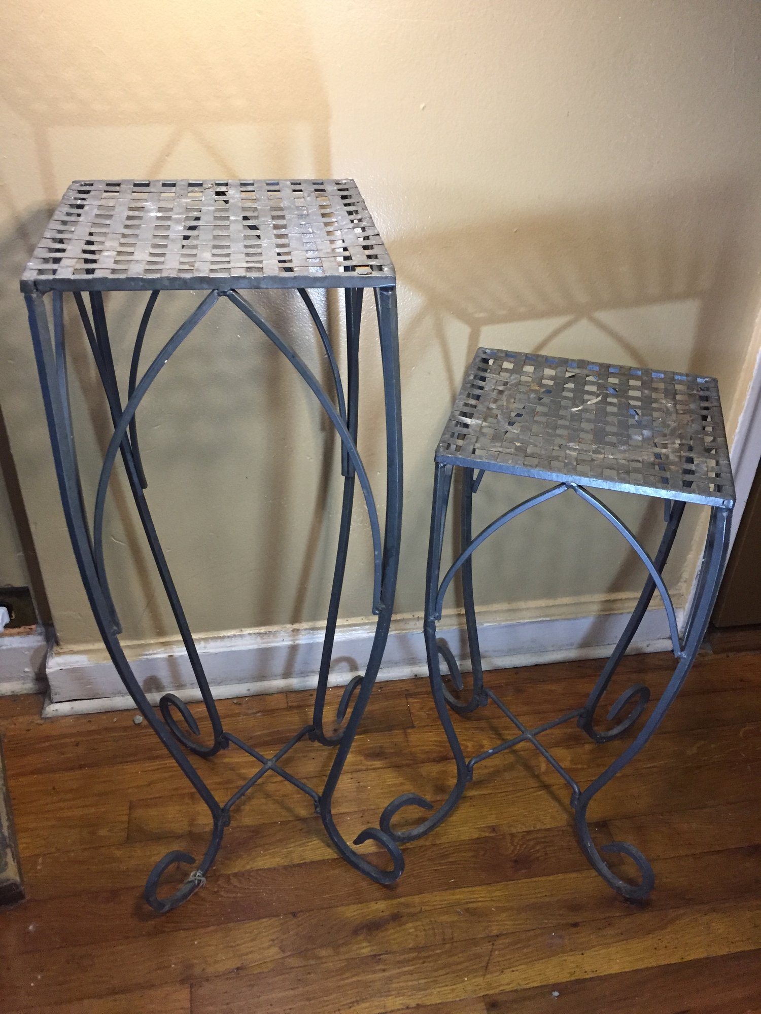 Two Tall Metal Plant Stands Versatile Side Tables For Indoor & Outdoor ...