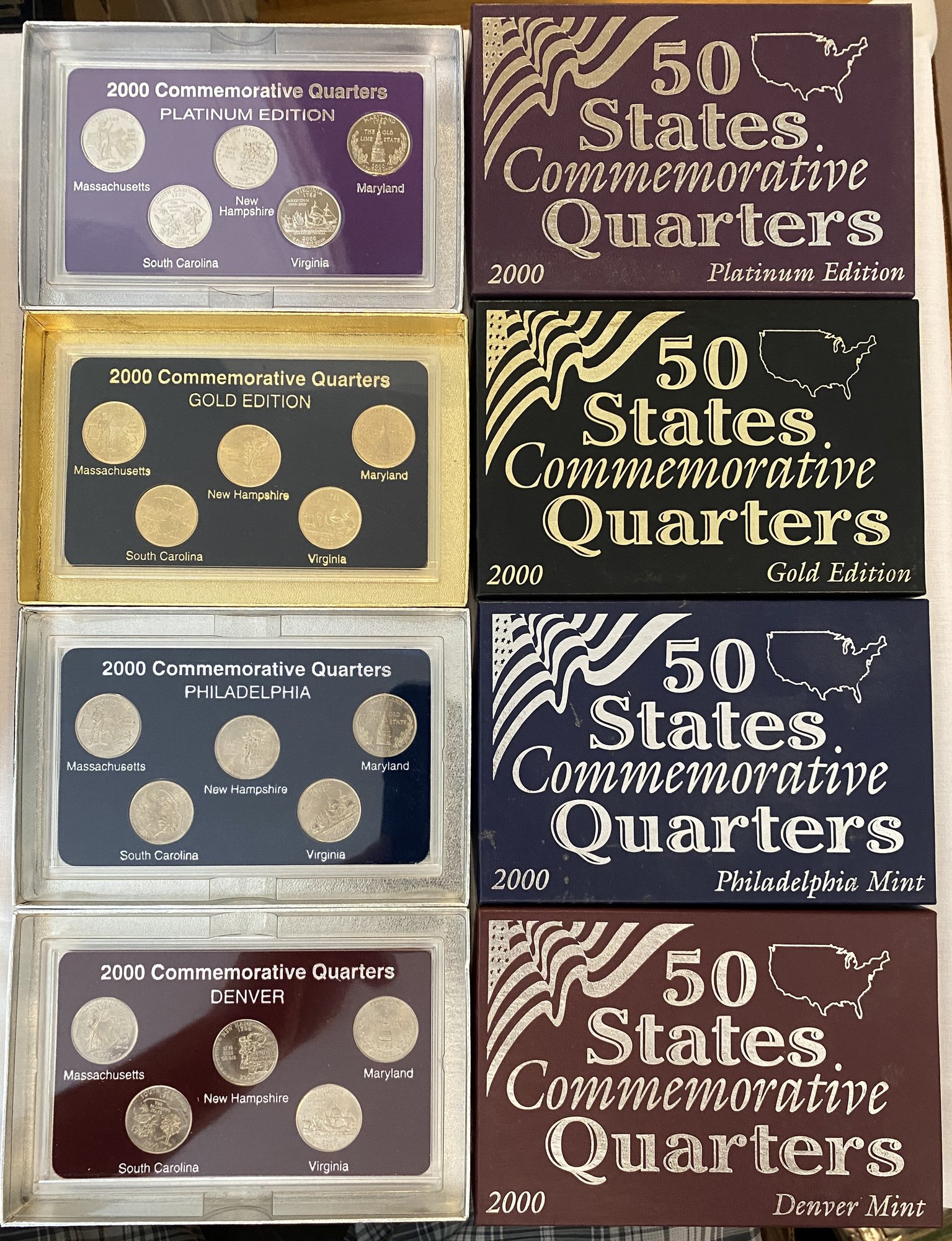 2000 50 States Commemorative Quarters: Platinum, Gold, D & P Edition 4 ...
