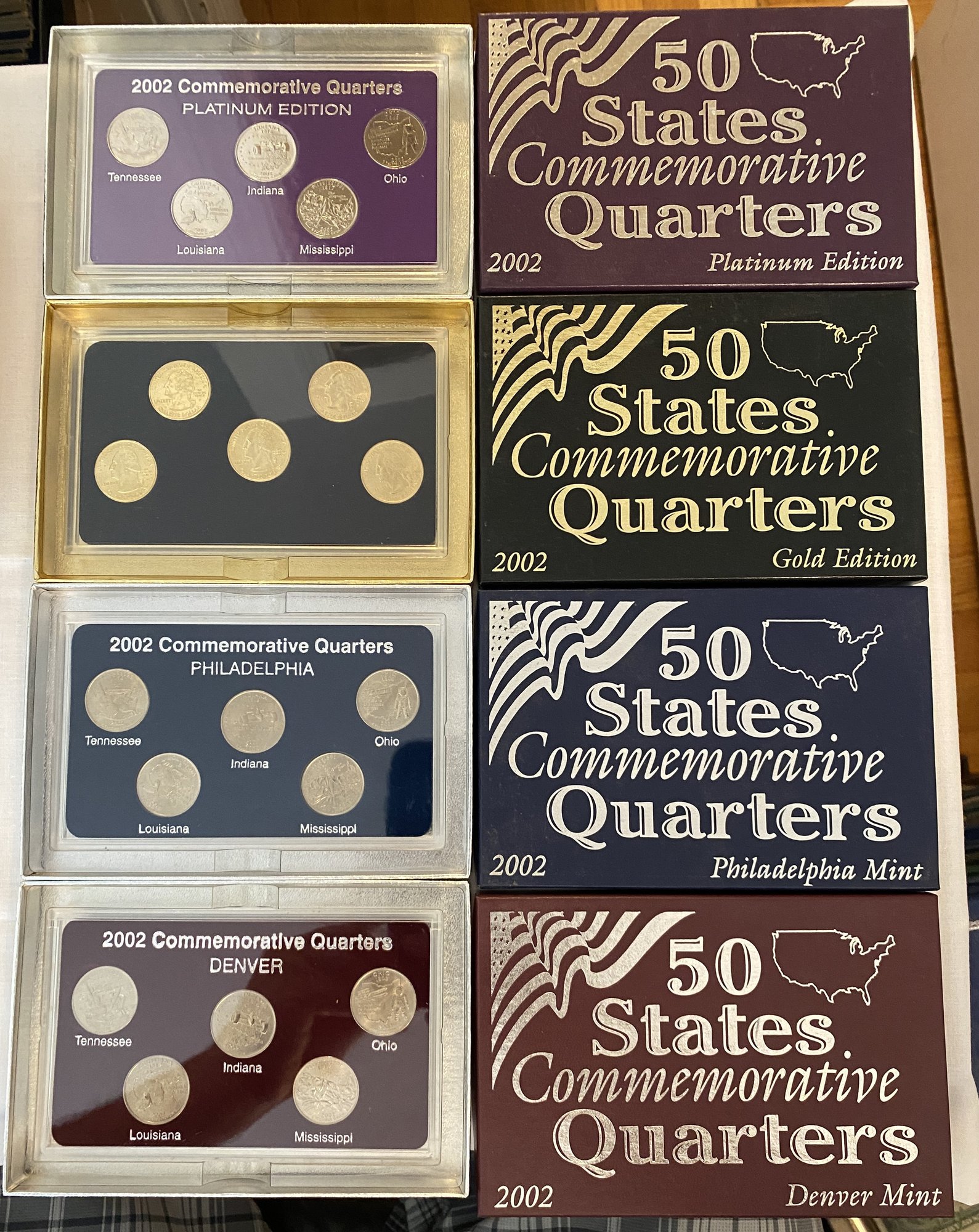 2002 50 States Commemorative Quarters: Platinum, Gold, D & P Edition 4 ...