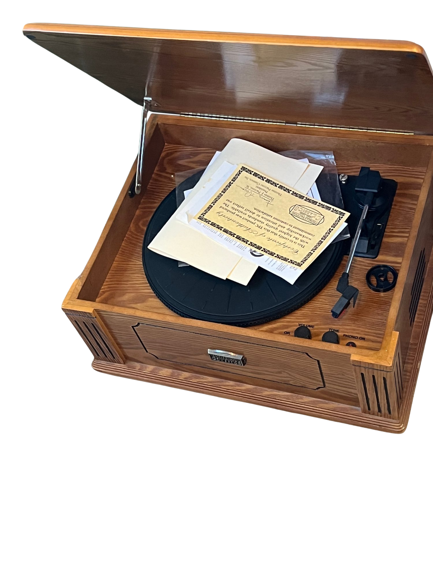 Vintage 1998 Thomas Record Player / Turntable In Wood Grain Case With C ...